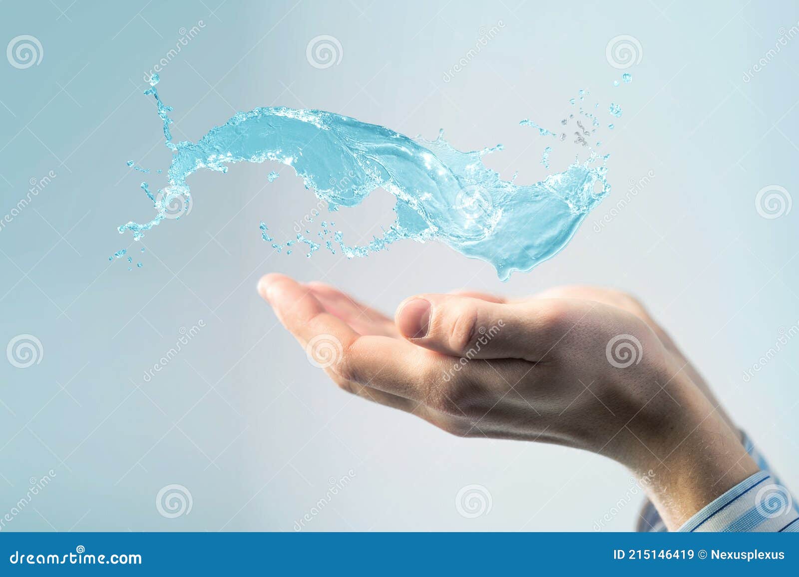Hands with Water Splash . Mixed Media Stock Image - Image of healthy ...