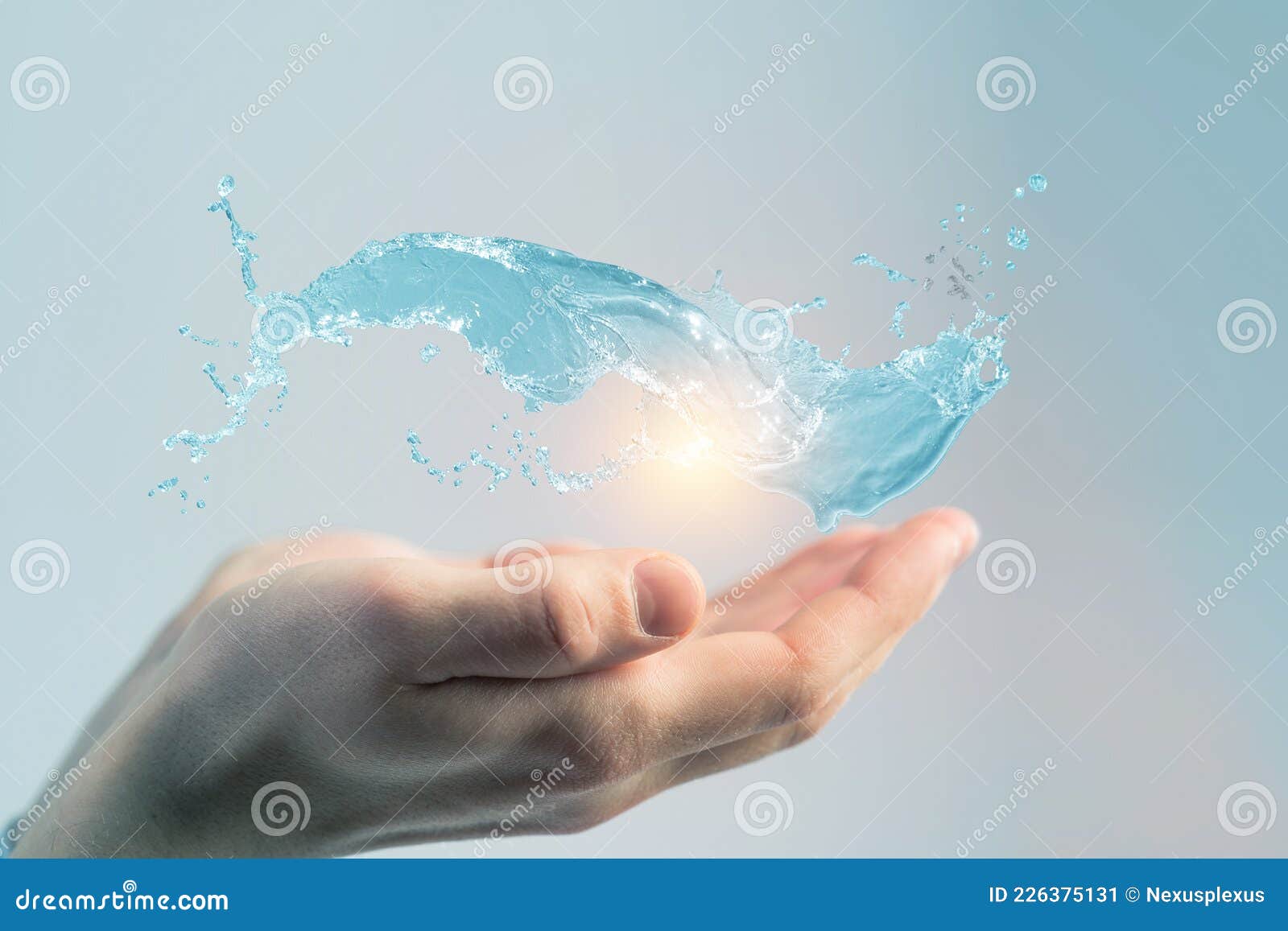 Hands with Water Splash . Mixed Media Stock Image - Image of drop ...