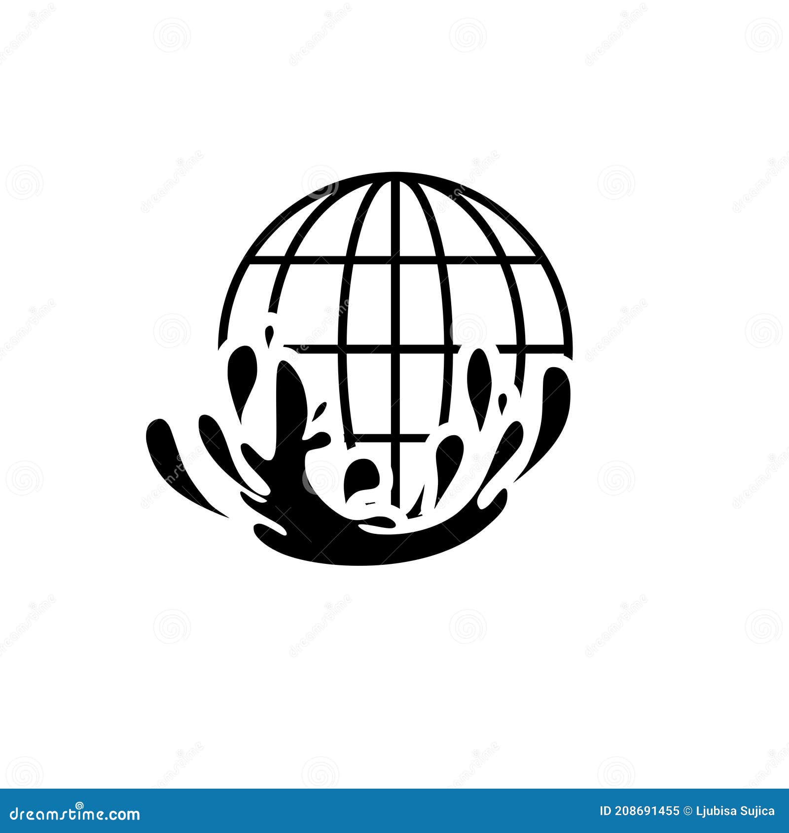 Water Splash Icon with Globe Isolated on White Background Stock Vector ...