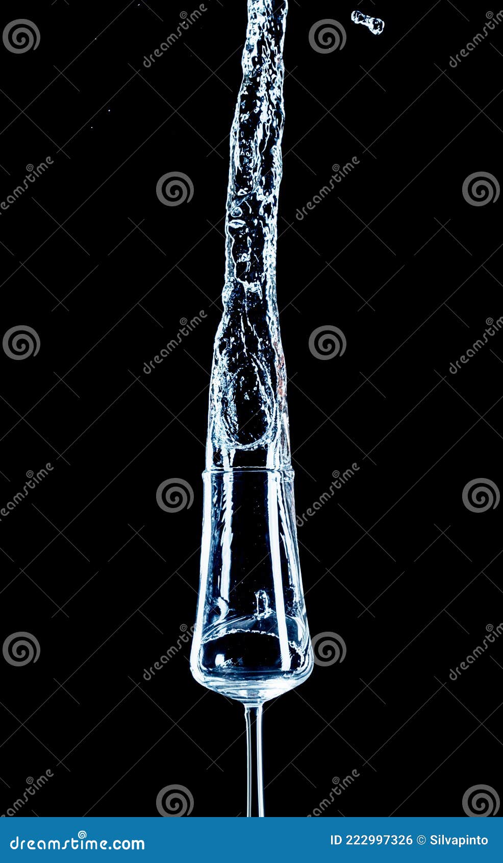 Water Splash with Inverted Glass and Black Background Stock Photo ...