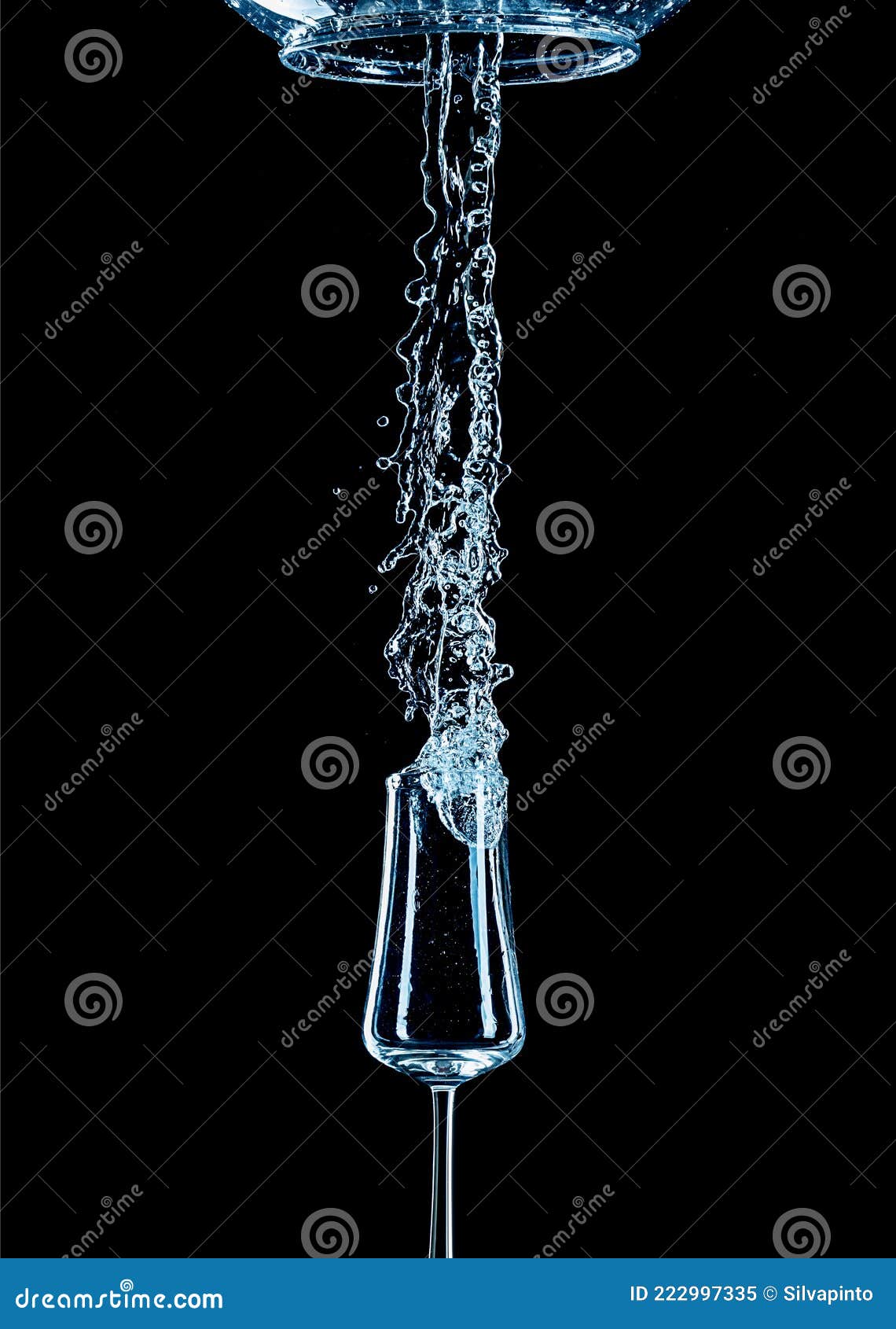 Water Splash with Inverted Glass and Black Background Stock Image ...