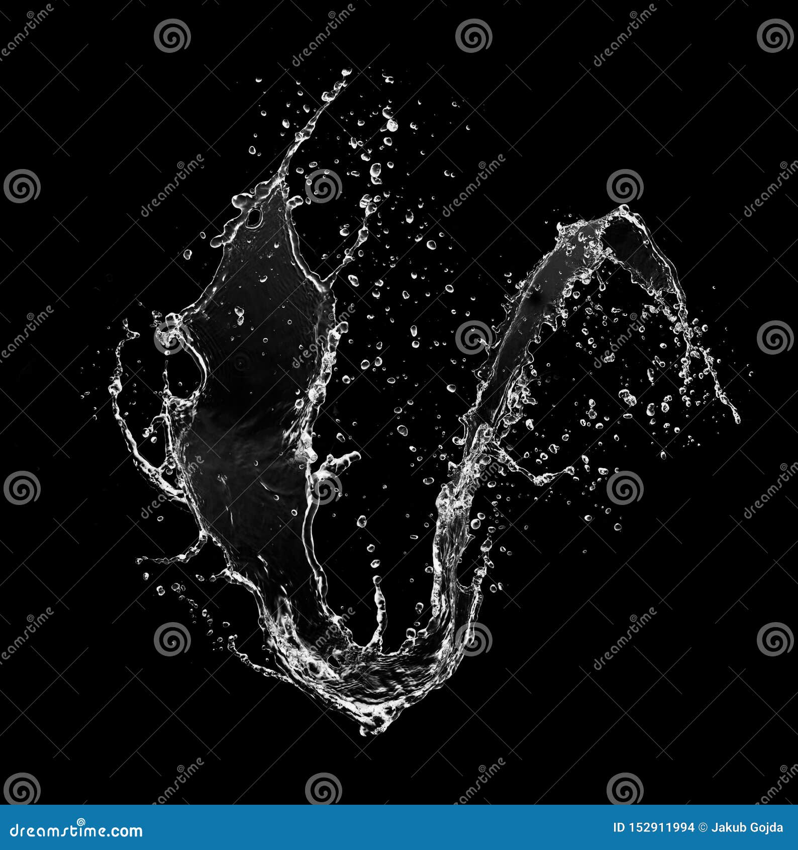 Water Splash Isolated on Black Background Stock Illustration ...