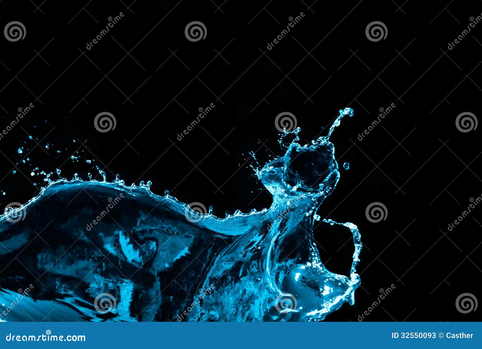 Water Splash Isolated on Black Background Stock Image - Image of impact ...