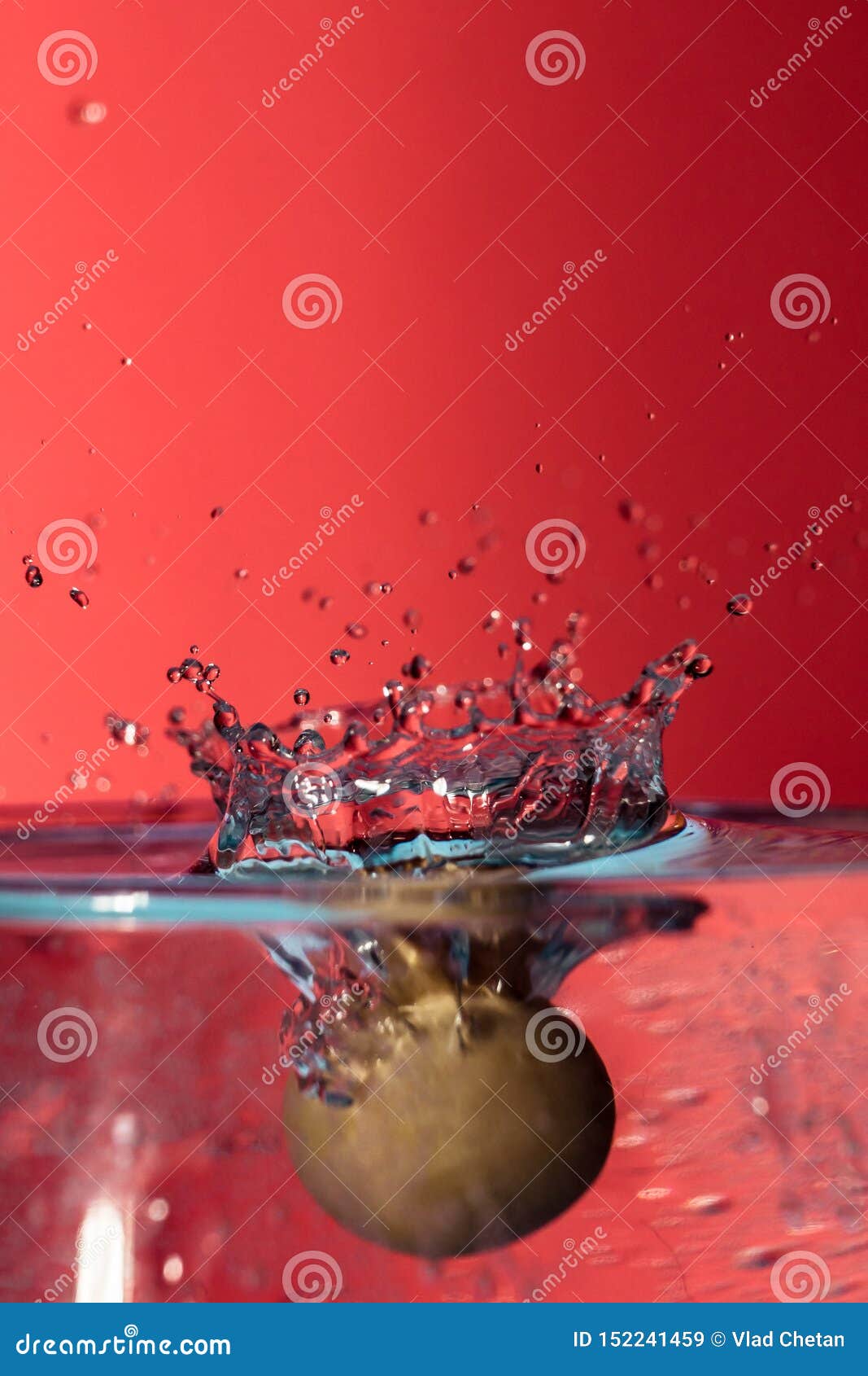 Water Splash Isolated on Red Background Stock Image - Image of ...