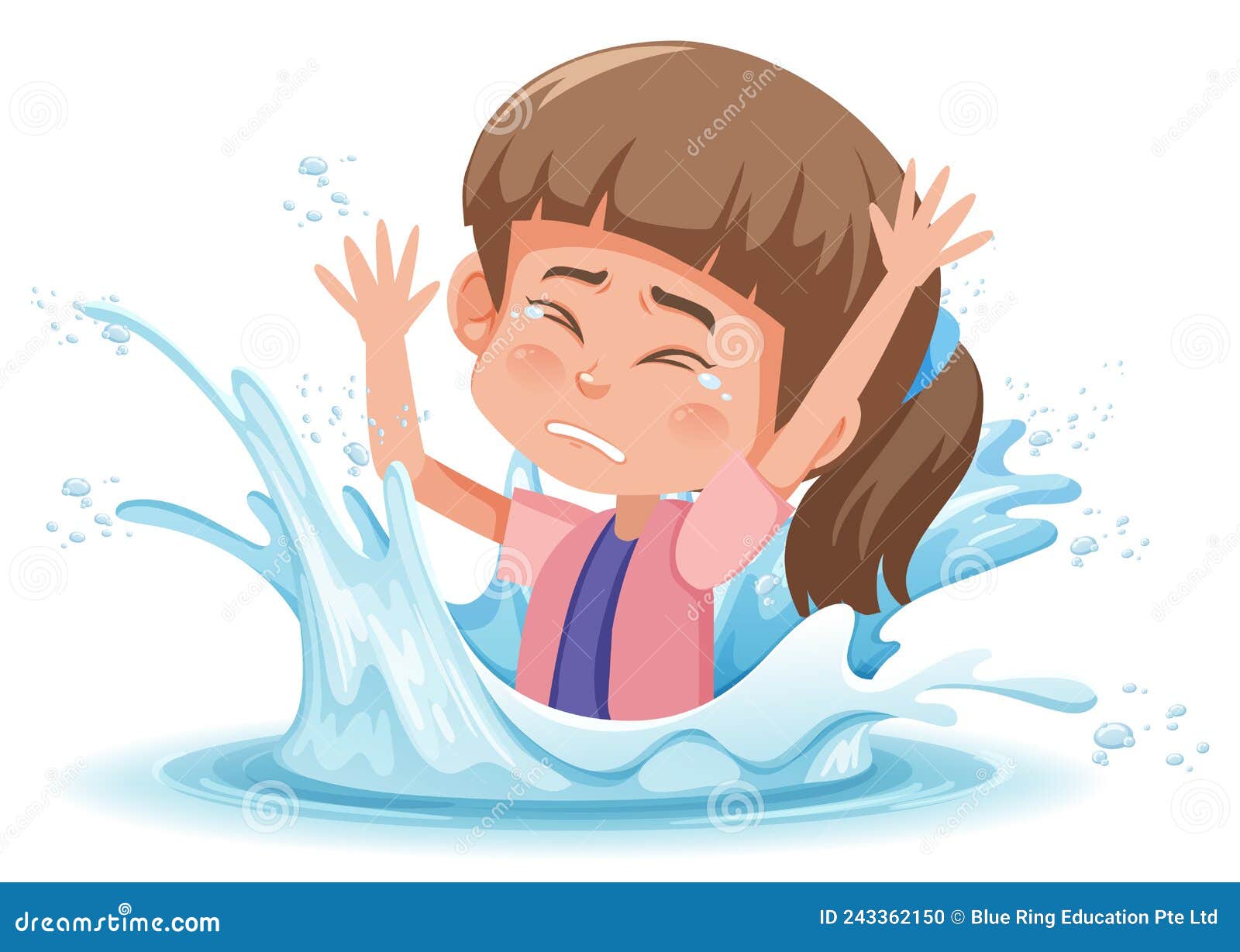 A Water Splash with a Kid Drowning on White Background Stock Vector ...