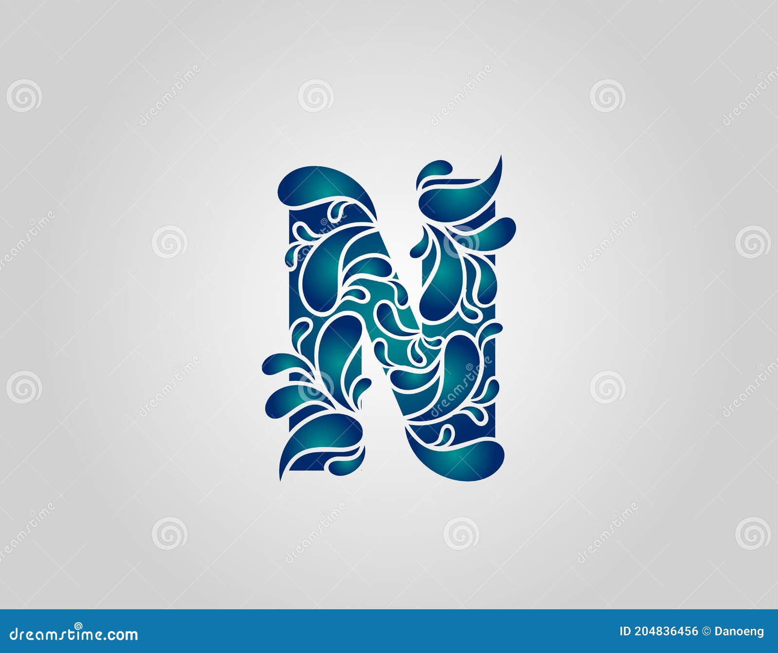 Water Splash Letter N Logo Icon, Water Droplets and Splash Alphabet ...