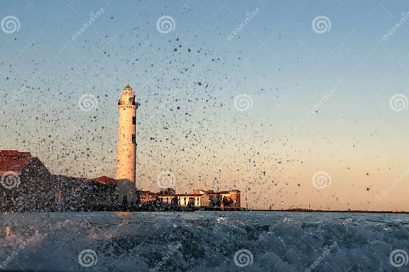 Water Splash with Lighthouse Background Stock Image - Image of flowing ...