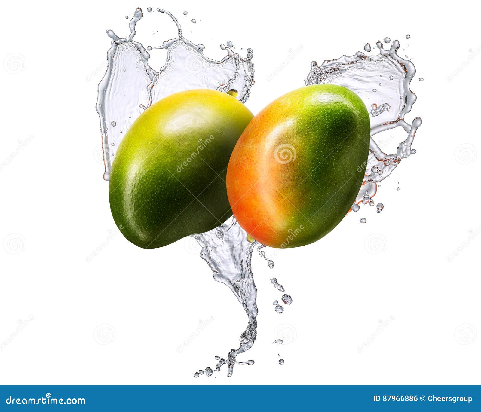 Water Splash with Mango Isolated Stock Photo - Image of fresh, green ...