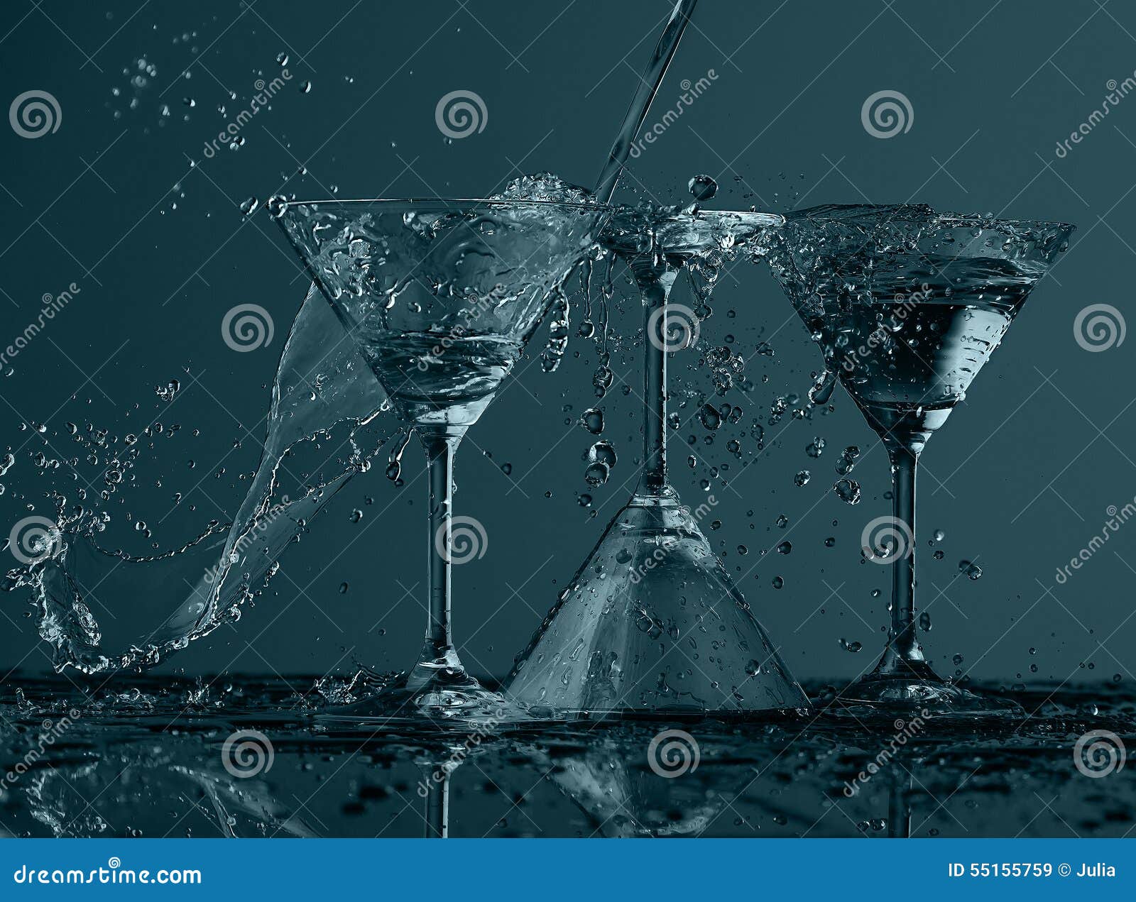 Water Splash in Martini Glass Stock Image - Image of bubble, water ...