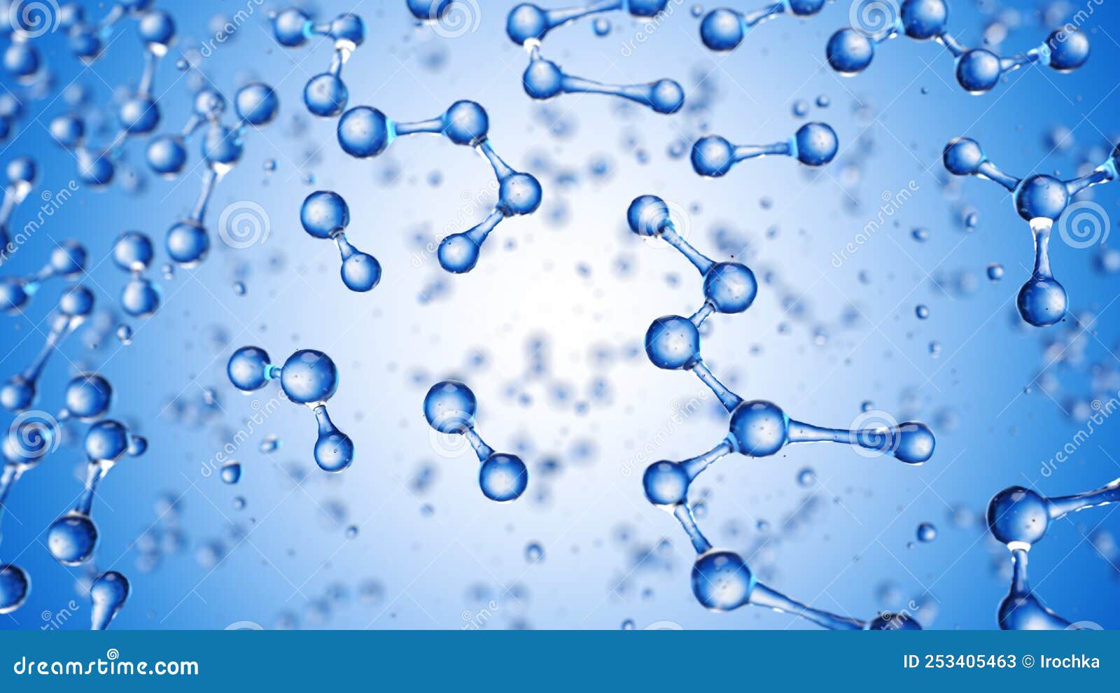 Water Splash Models of Molecules. Selective Focus Stock Illustration ...