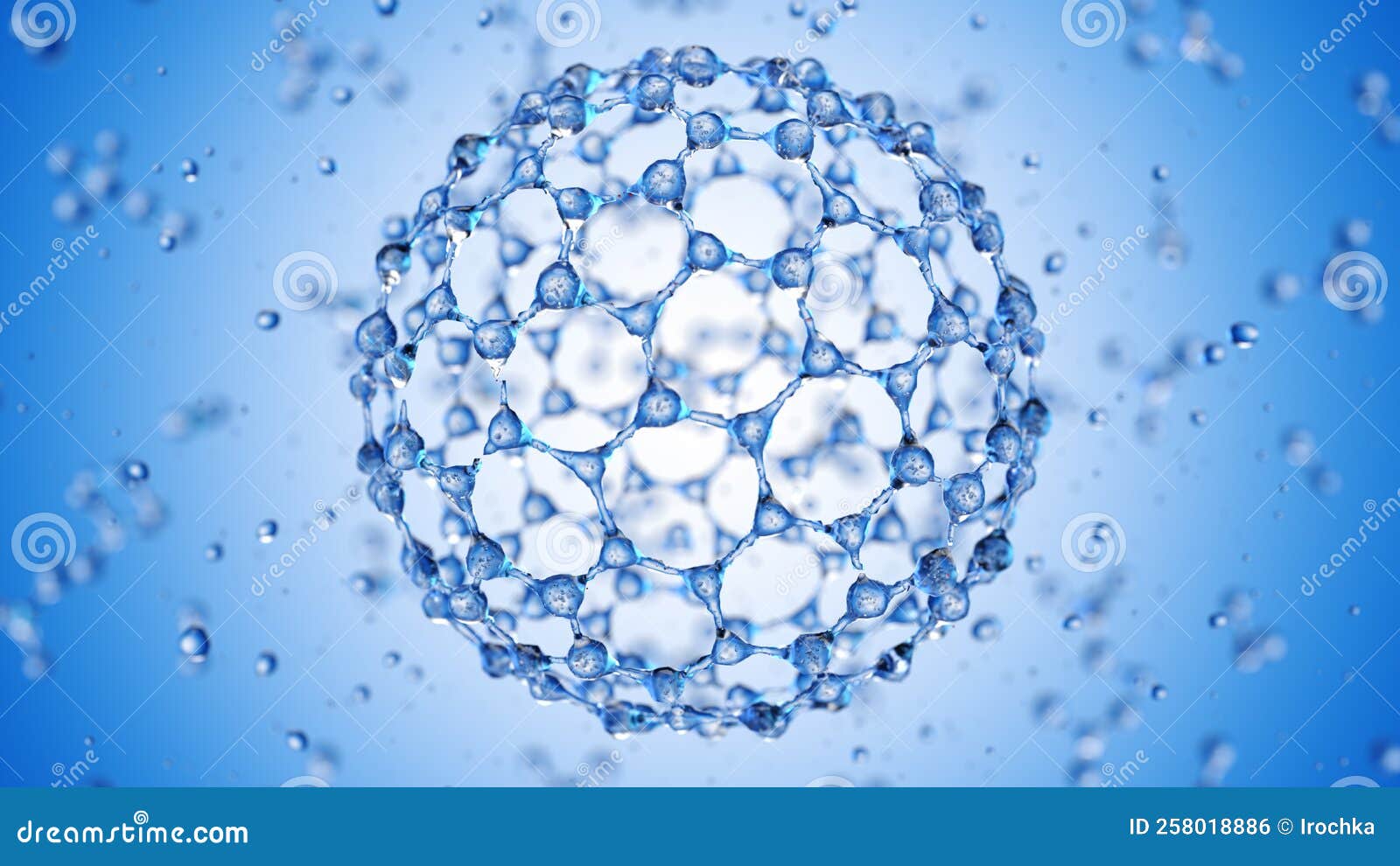 Water Splash Models of Molecules. Selective Focus Stock Illustration ...