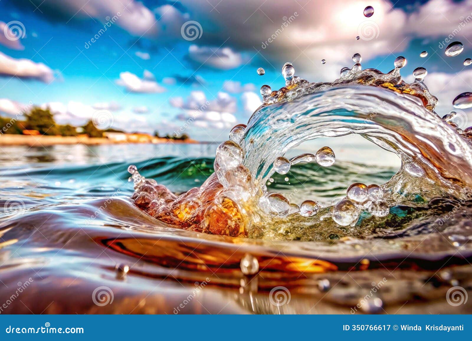 Water Splash, Ocean Wave, Sunlit Droplets Stock Illustration ...