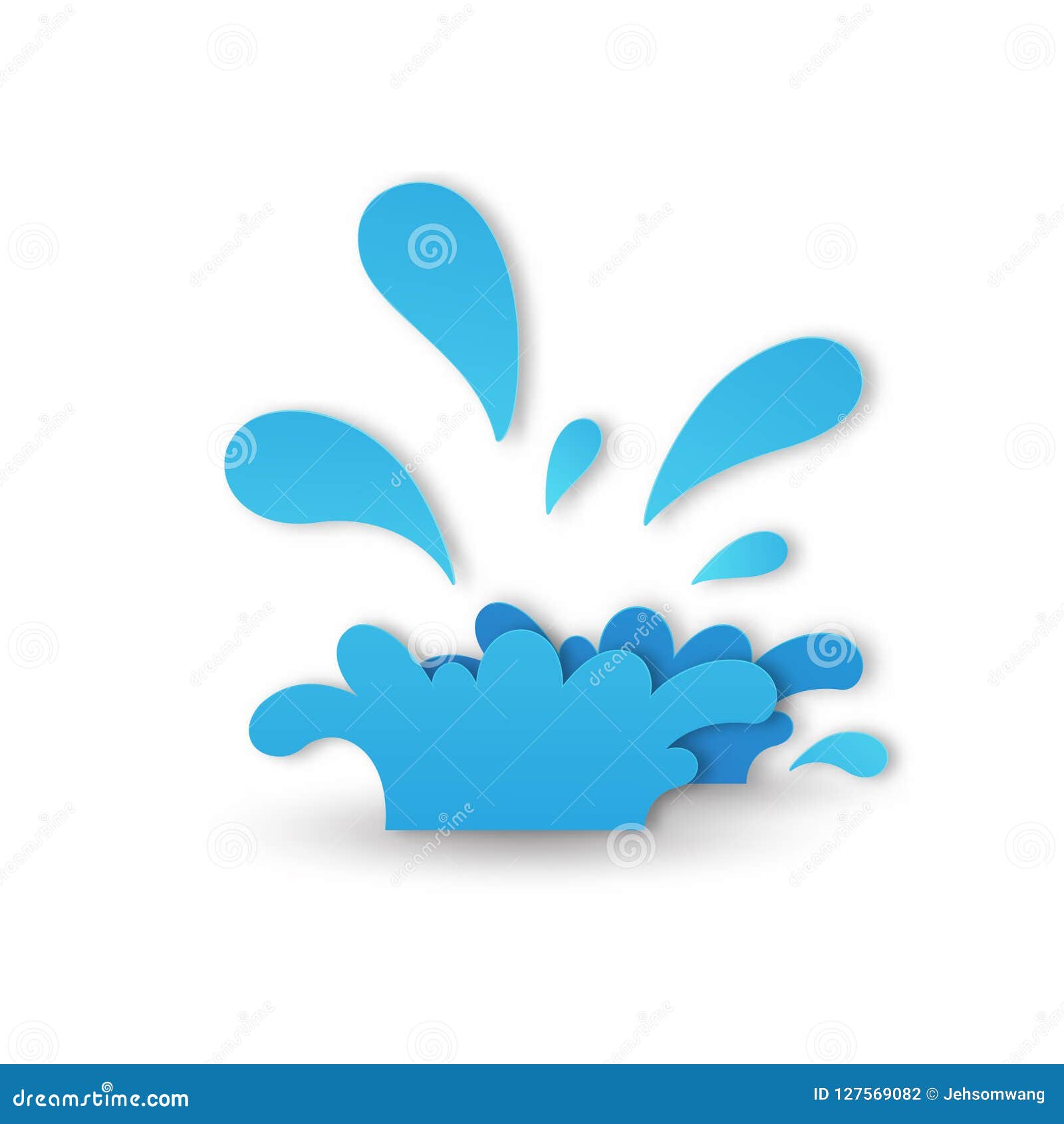 Water Splash Paper Cut Style Stock Vector - Illustration of raindrop ...