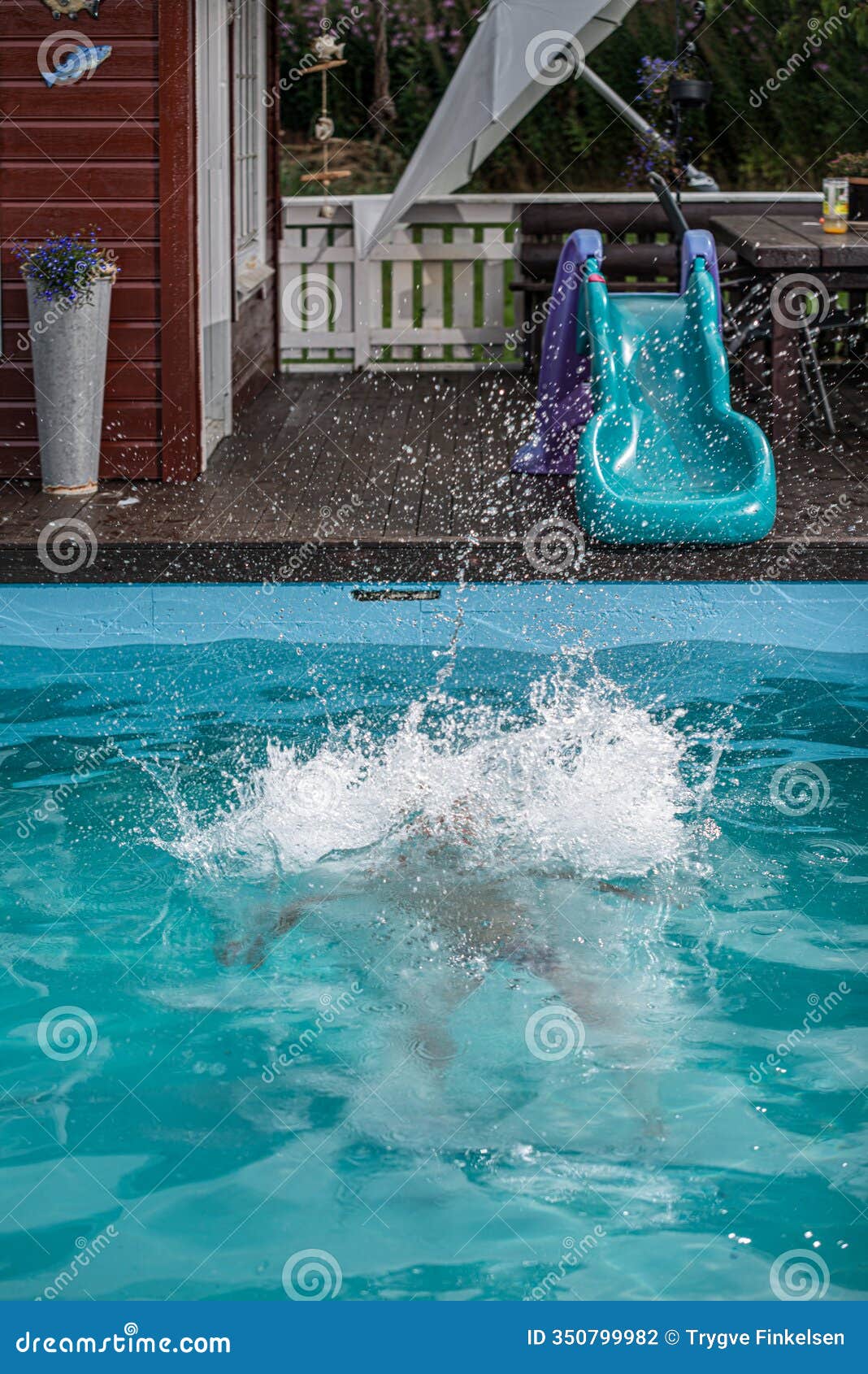 Water Splash after a Person Has Jumped in a Pool.. Stock Photo - Image ...