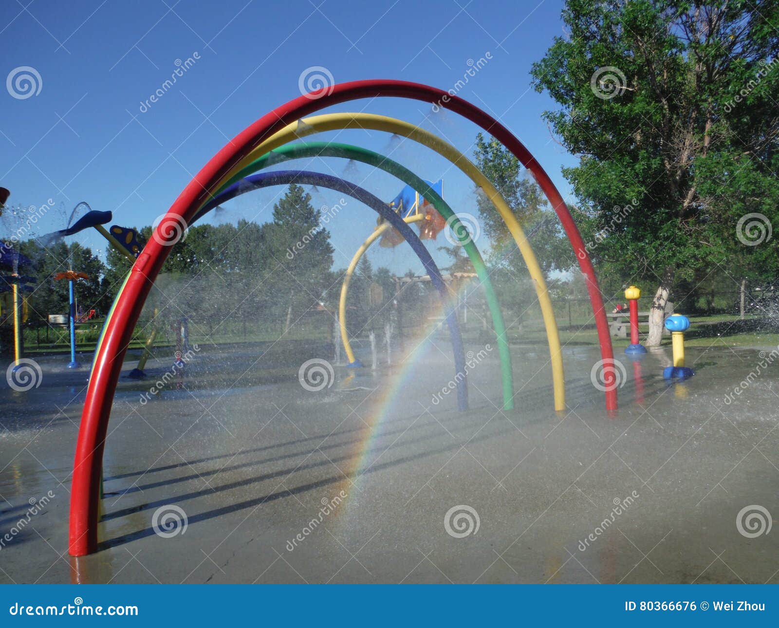 Water splash playground stock photo. Image of rain, color - 80366676
