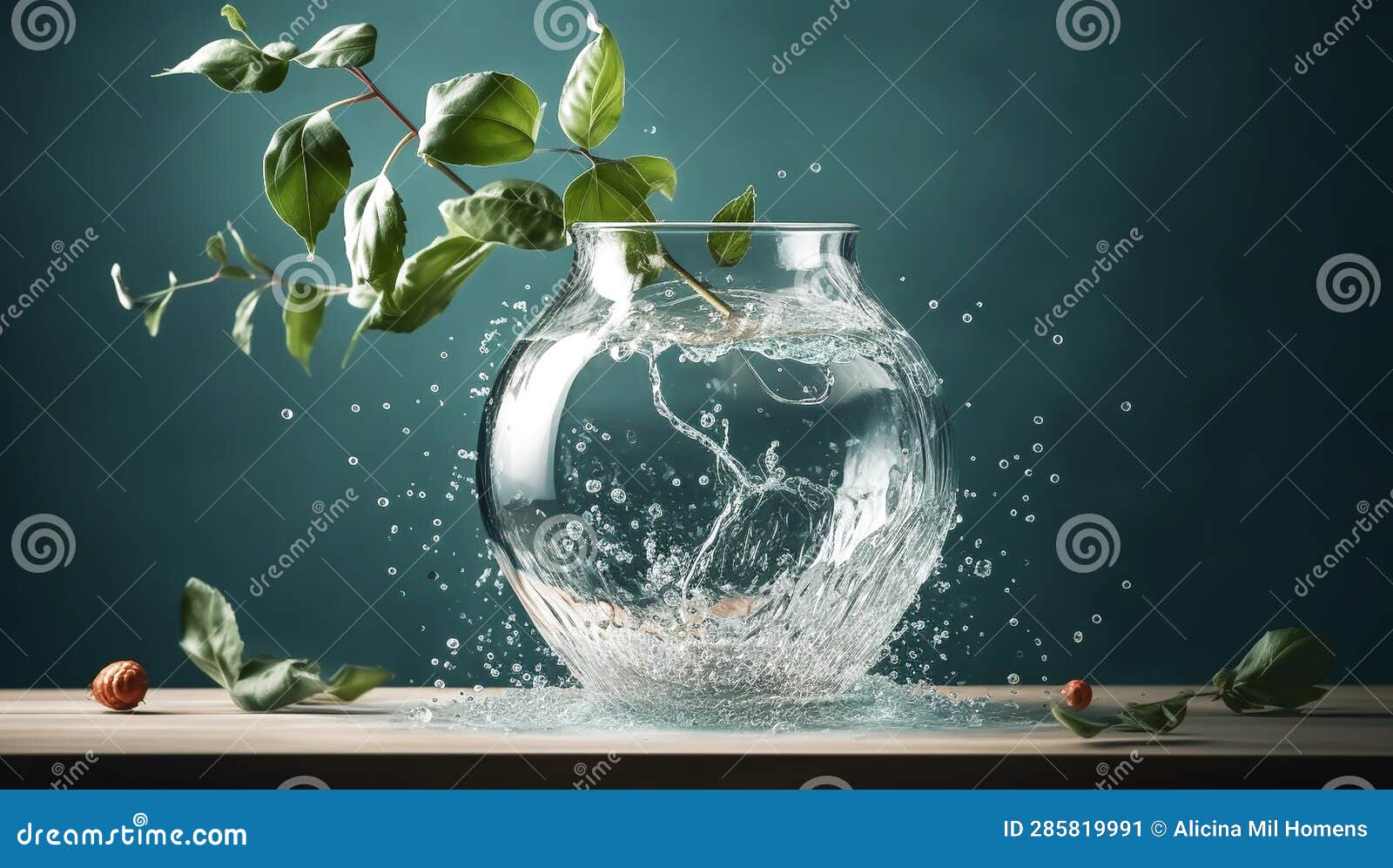 Water Splash in a Pot with a Plant. AI Generated Stock Illustration ...