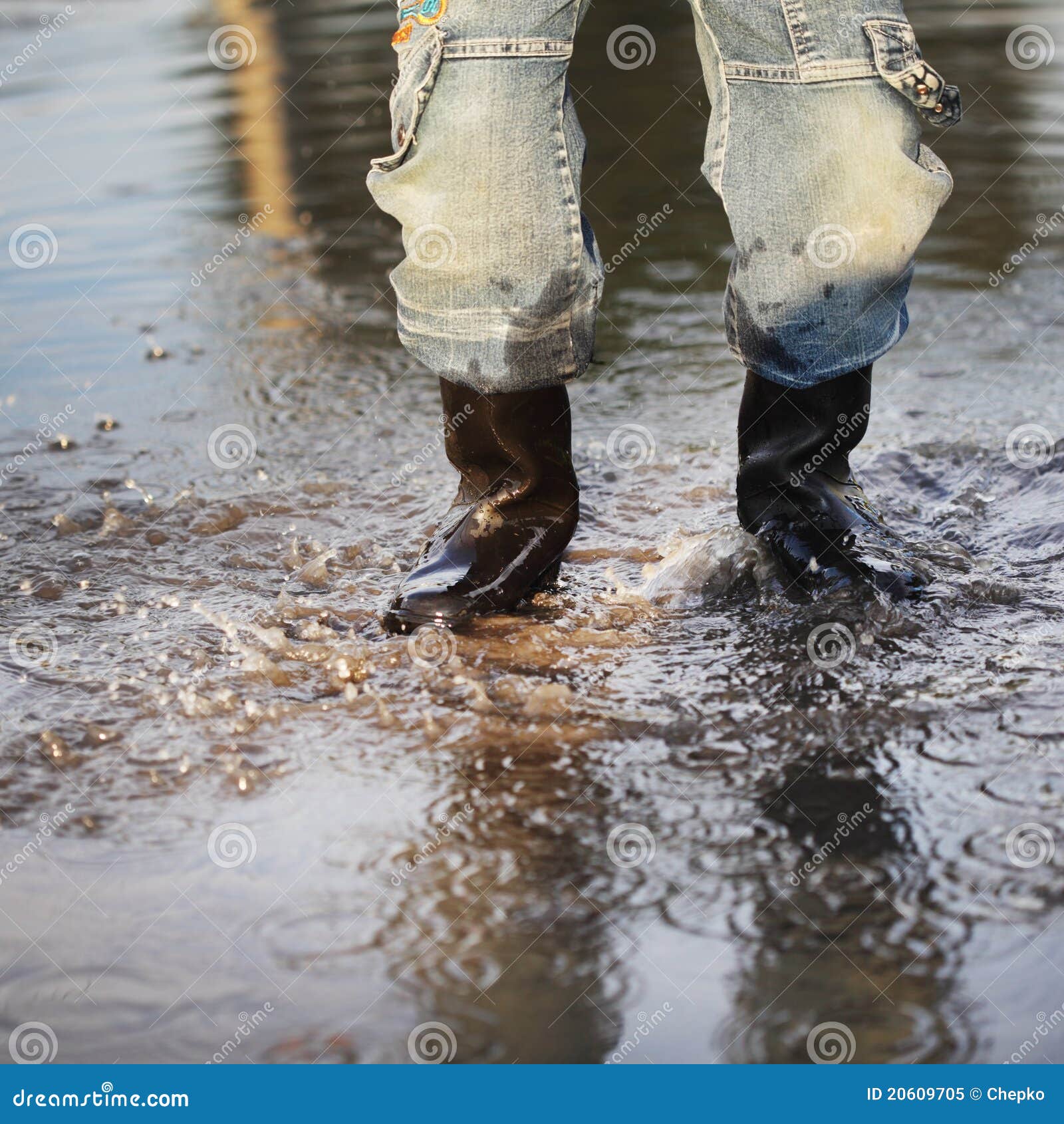 Water splash in puddle stock image. Image of raining - 20609705