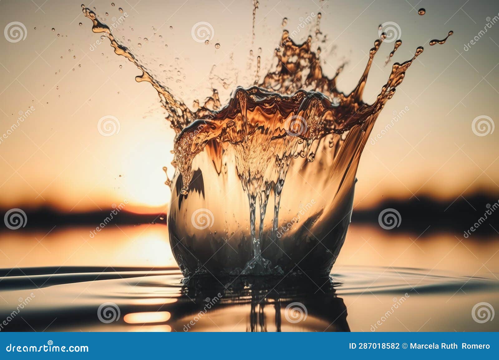 Water Splash with Radiant Reflections. Generative AI Stock Illustration ...