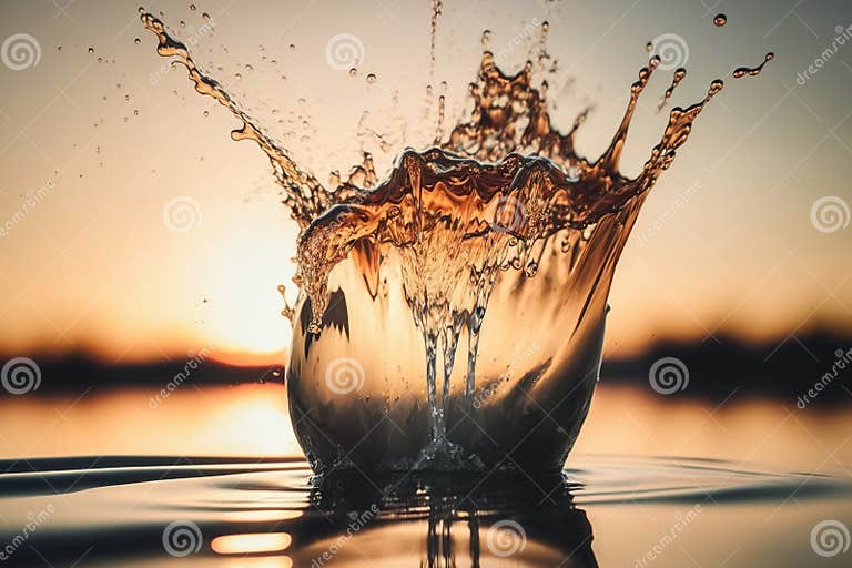Water Splash with Radiant Reflections. Generative AI Stock Photo ...
