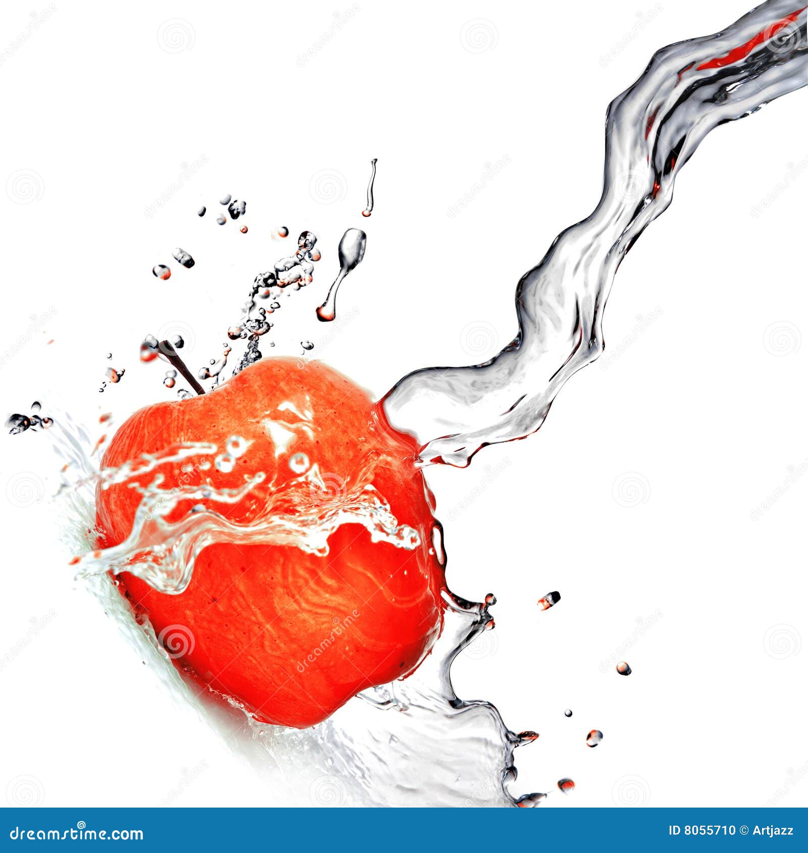 Water splash on red apple stock photo. Image of flowing - 8055710