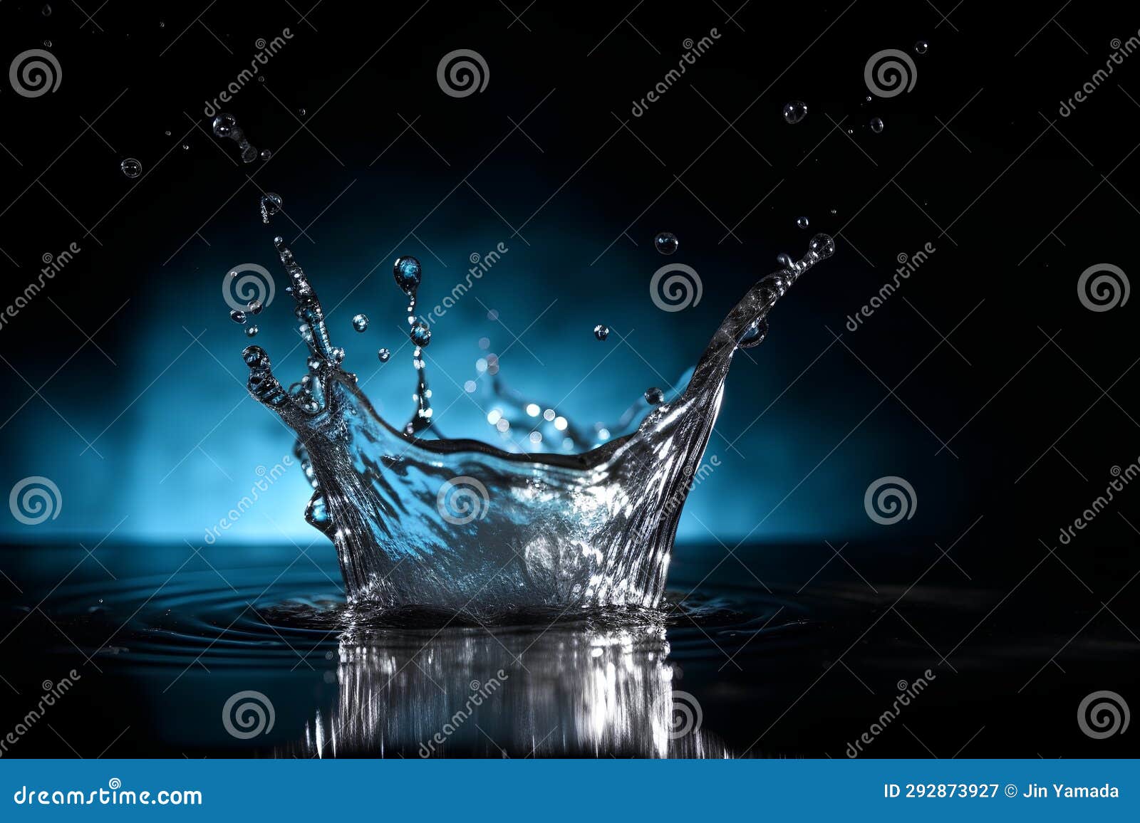 Water Splash with Reflection on Dark Background. Splash Effect after ...