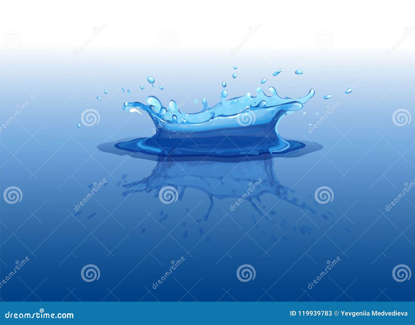 Water Splash with Reflection Effect. Water Crown from Falling Drop ...