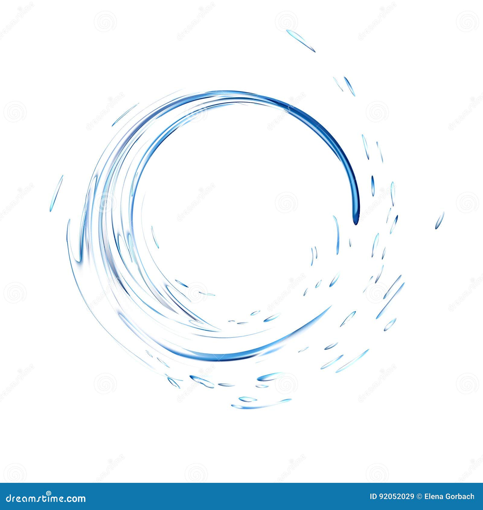 Water Splash Ring with Drops Isolated on White Background. Blue ...