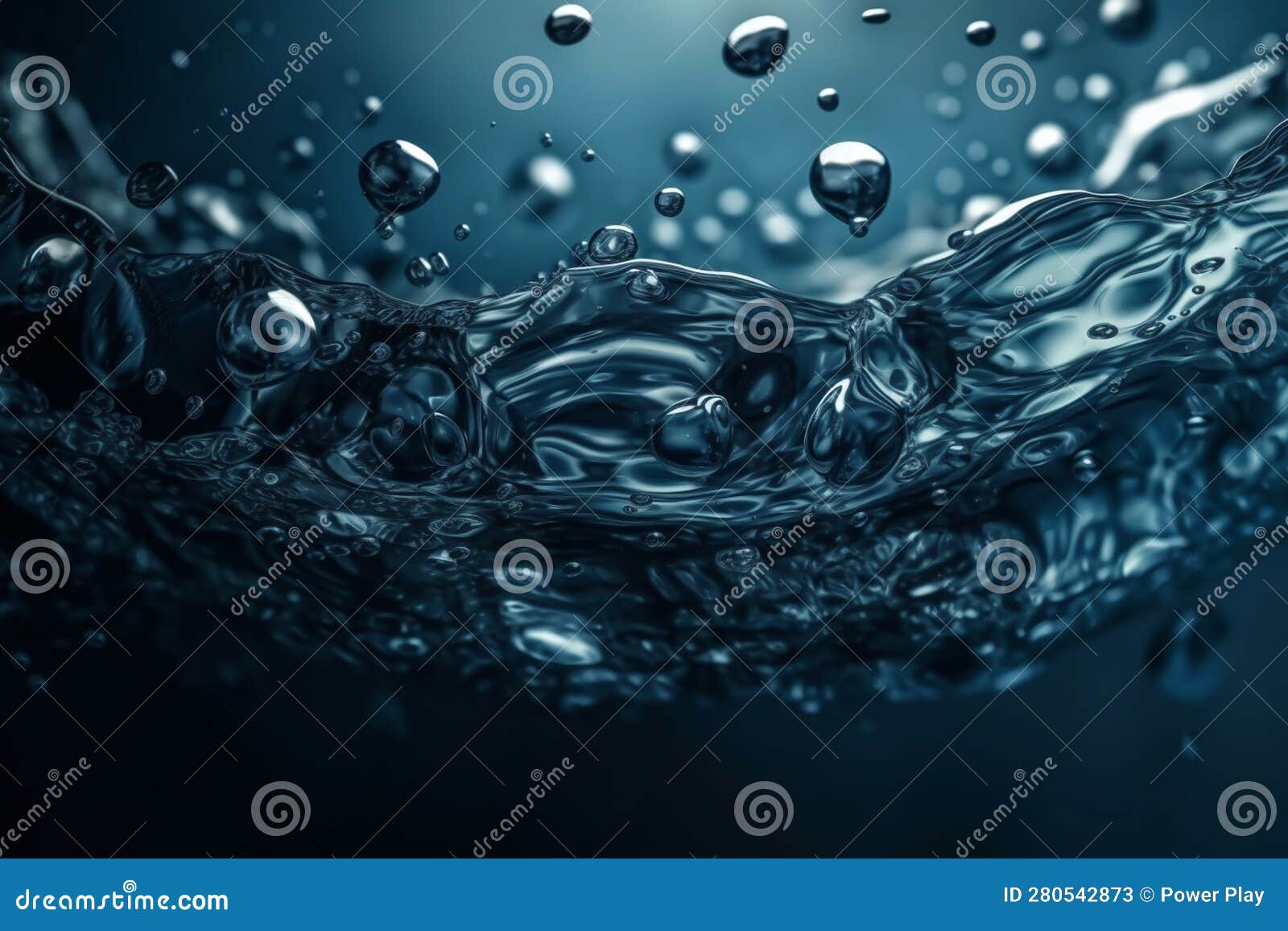 Water Splash with Ripples on Blue Background. 3d Render Illustration ...