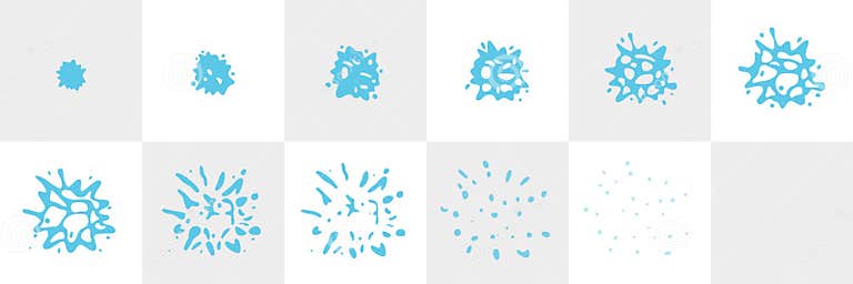 Water Splash Sequence Animation Sprite Sheet. Vector Splash Frames ...
