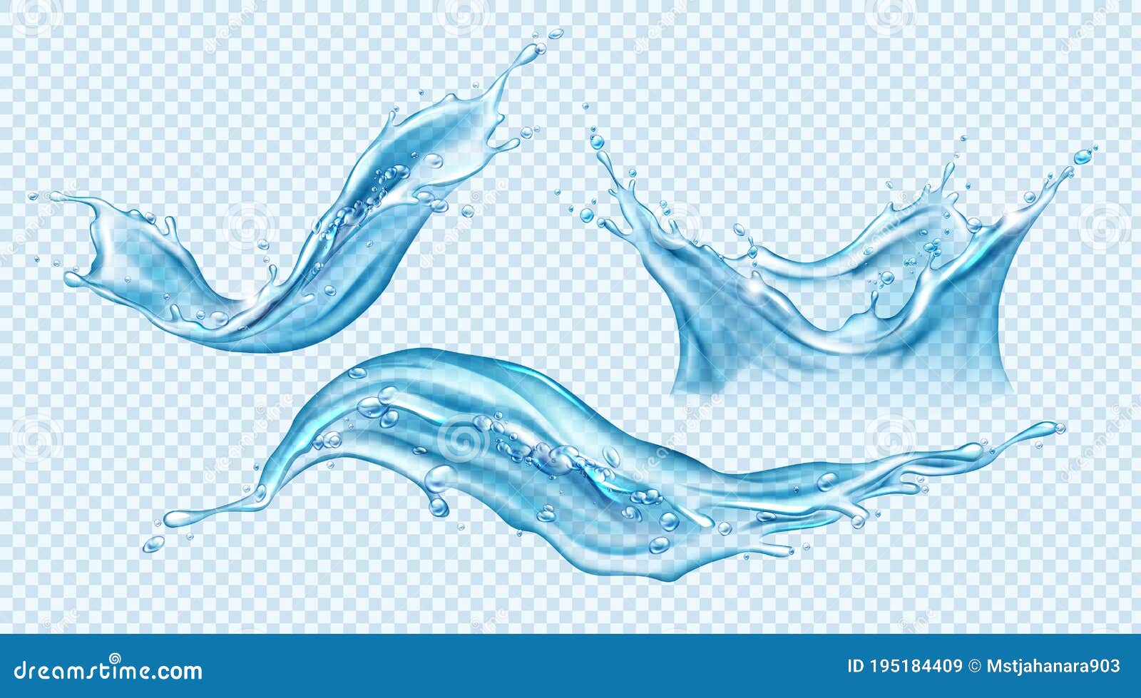 Water Splash Set. Aqua Liquid Dynamic Motion Stock Vector ...