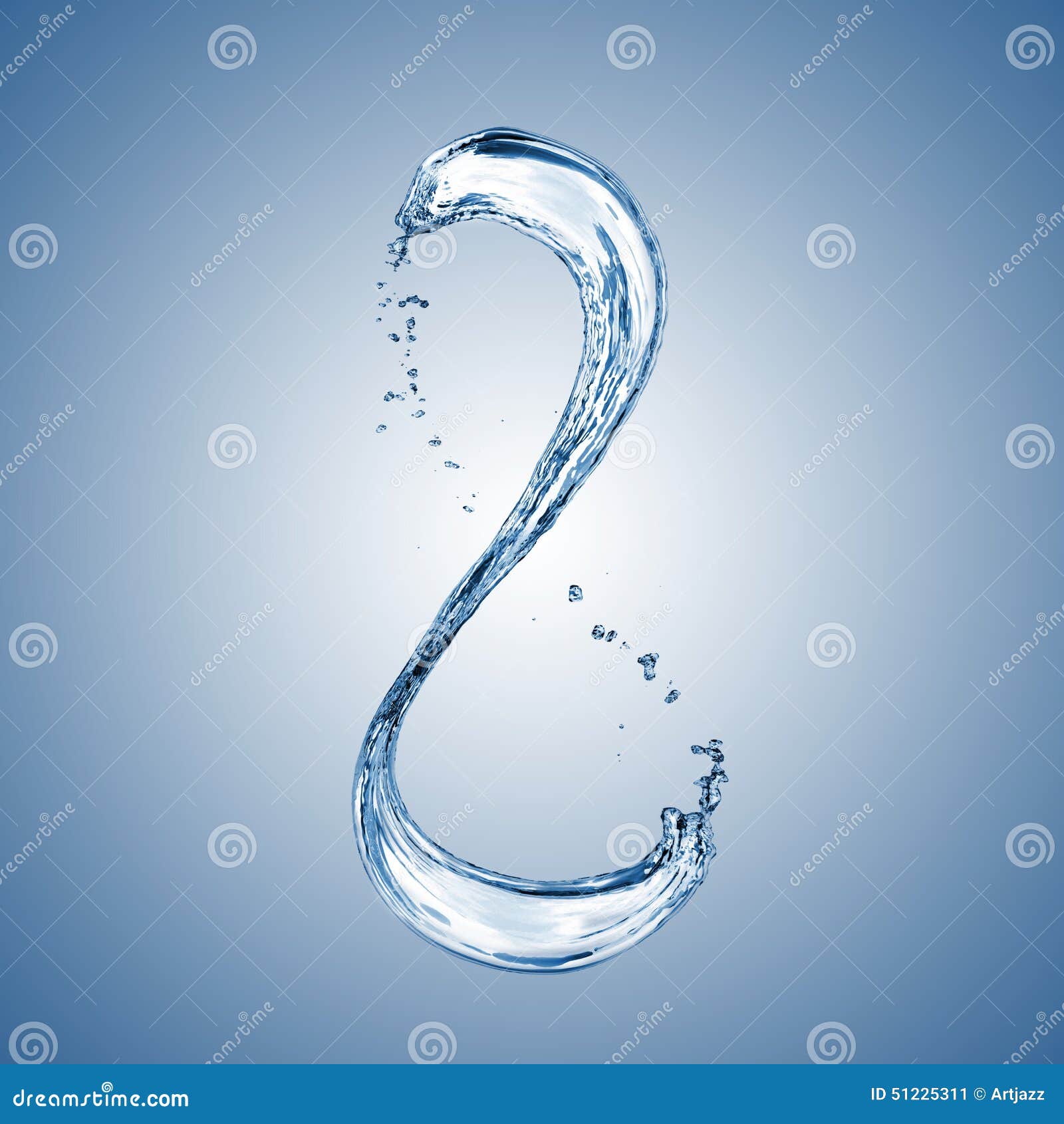 Water Splash in Shape of Number 8 on Blue Stock Image - Image of close ...
