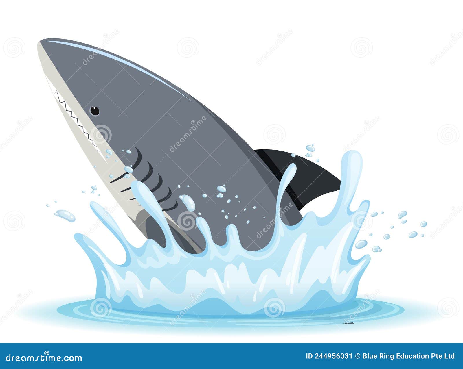 A Water Splash with Shark on White Background Stock Vector ...