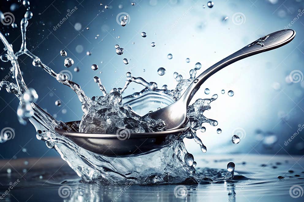 Water Splash in Spoon stock illustration. Illustration of movement ...