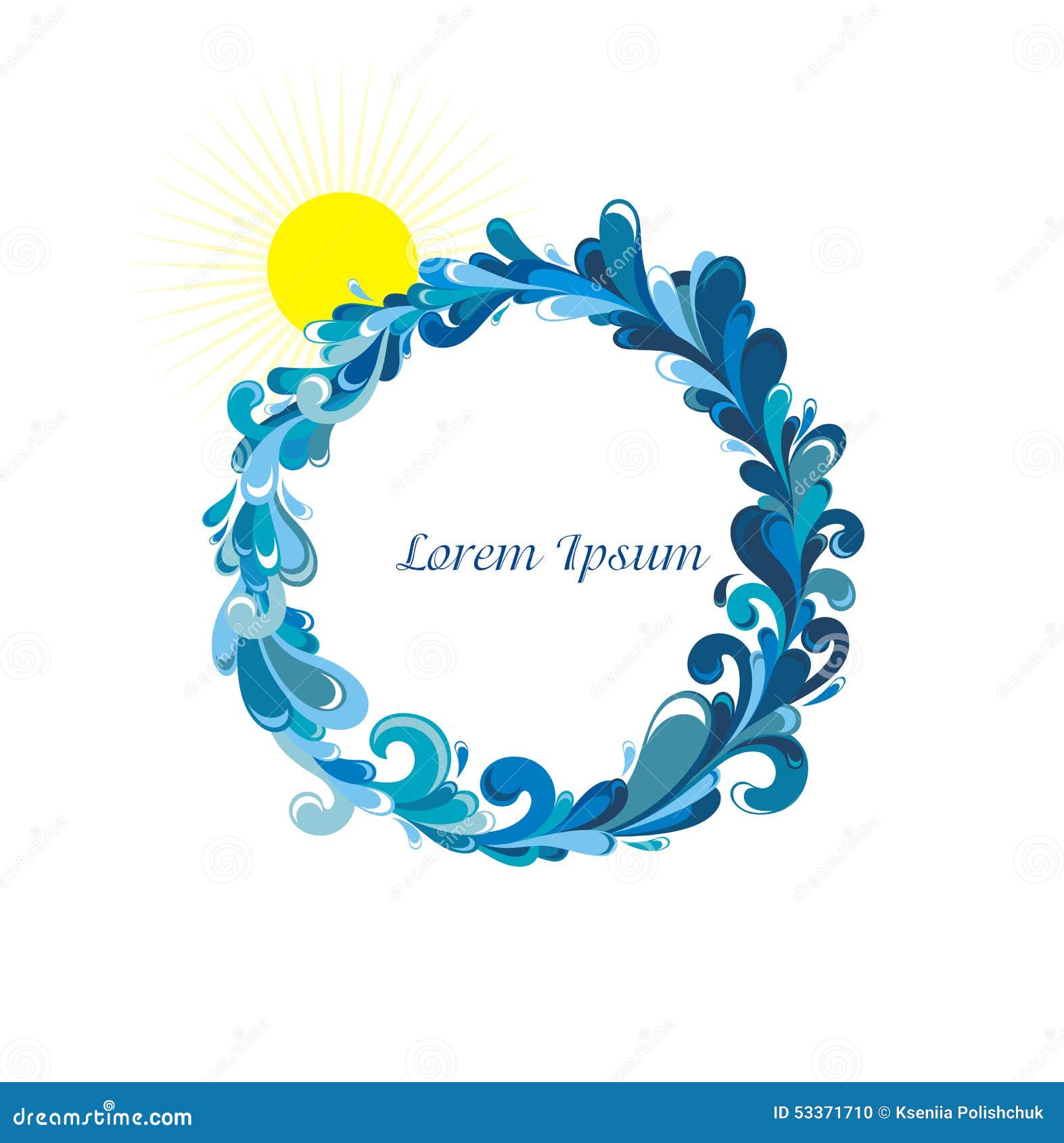 Water splash with sun stock vector. Illustration of drink - 53371710