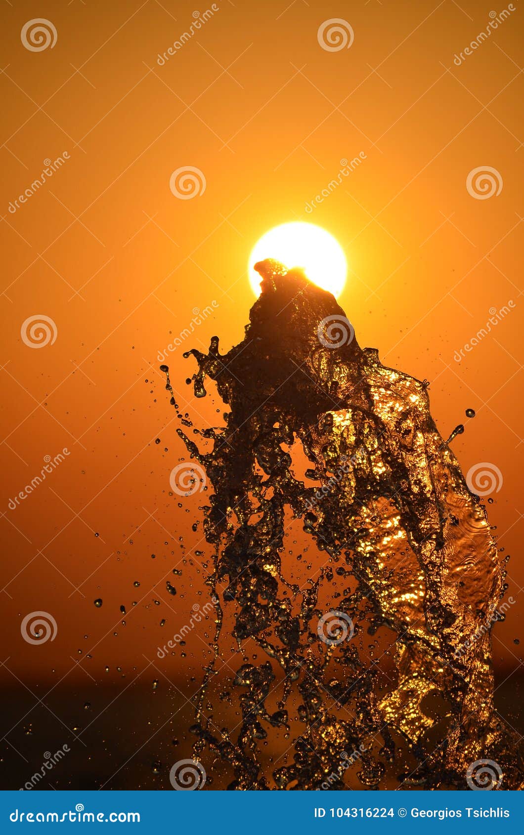 Water splash on sunset. stock photo. Image of freshness - 104316224