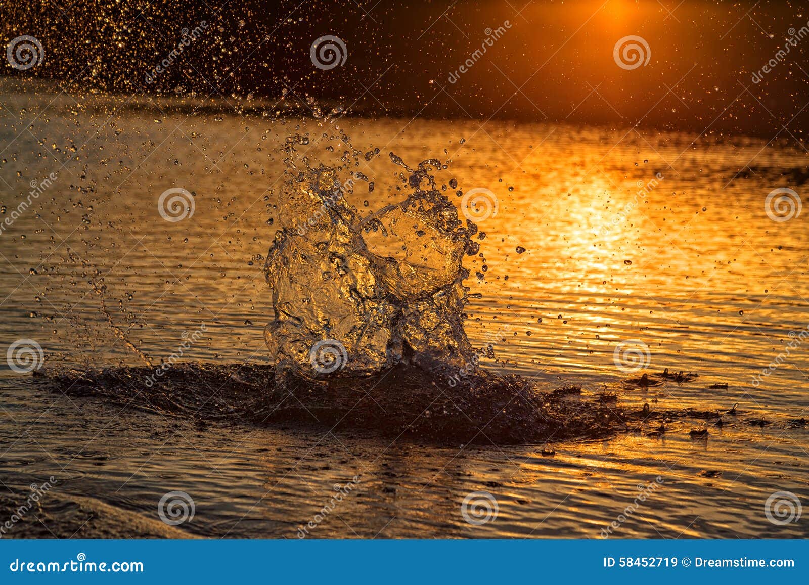 Water splash on sunset stock image. Image of splash, light - 58452719