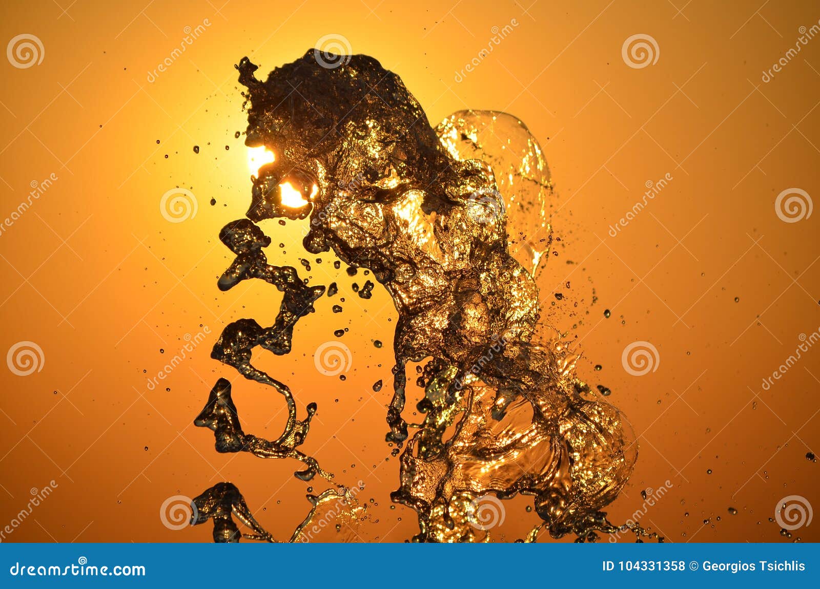 Water splash on sunset. stock photo. Image of background - 104331358