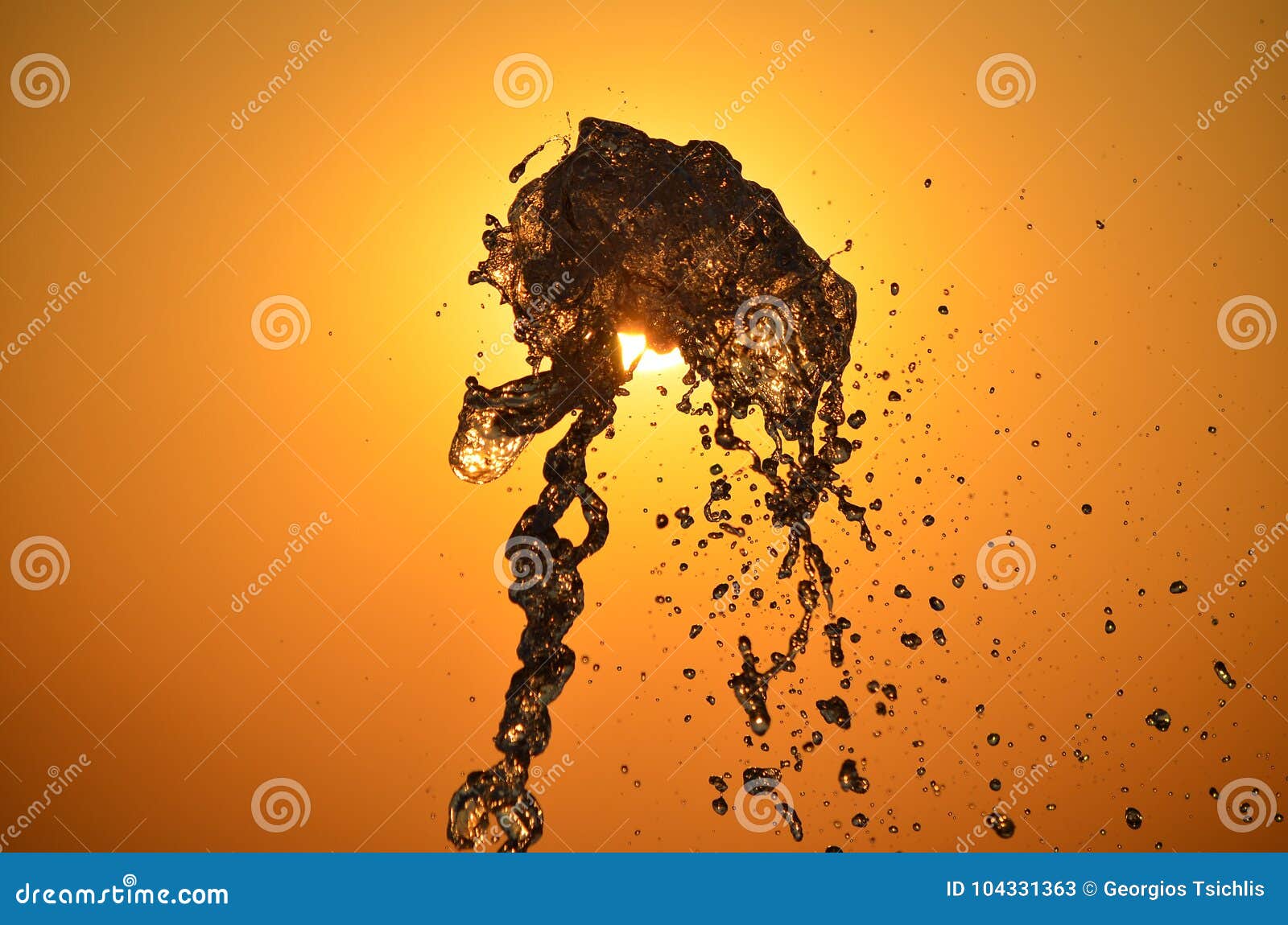 Water splash on sunset. stock image. Image of drop, design - 104331363