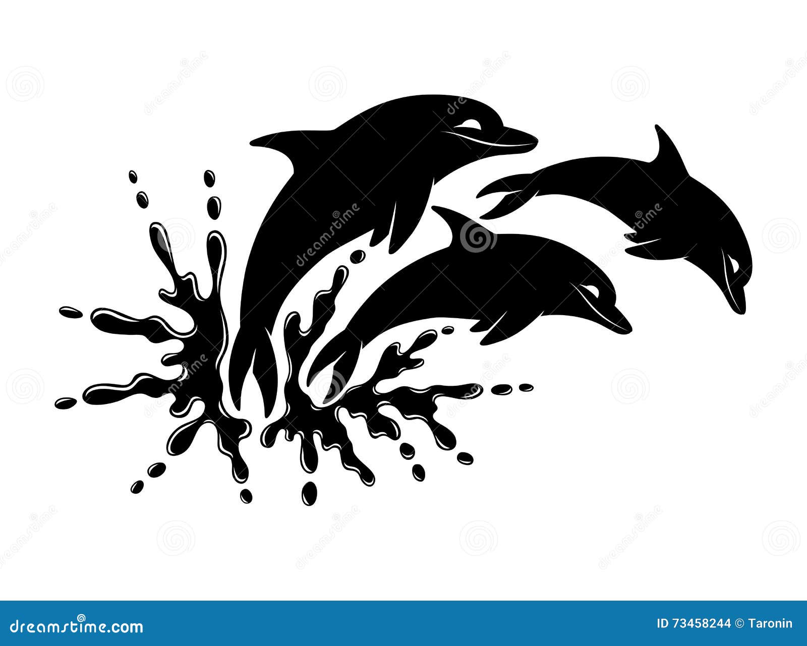 Water Splash and Three Dolphin. Stock Vector - Illustration of ...