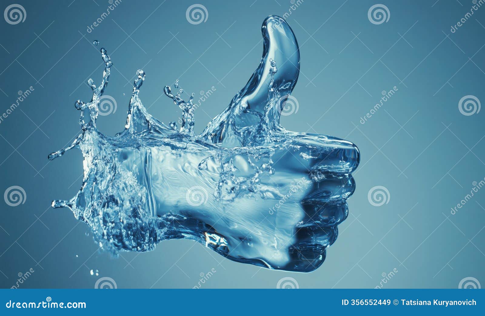 Water Splash Thumbs Up Gesture, Dynamic Liquid Form, Blue Background ...