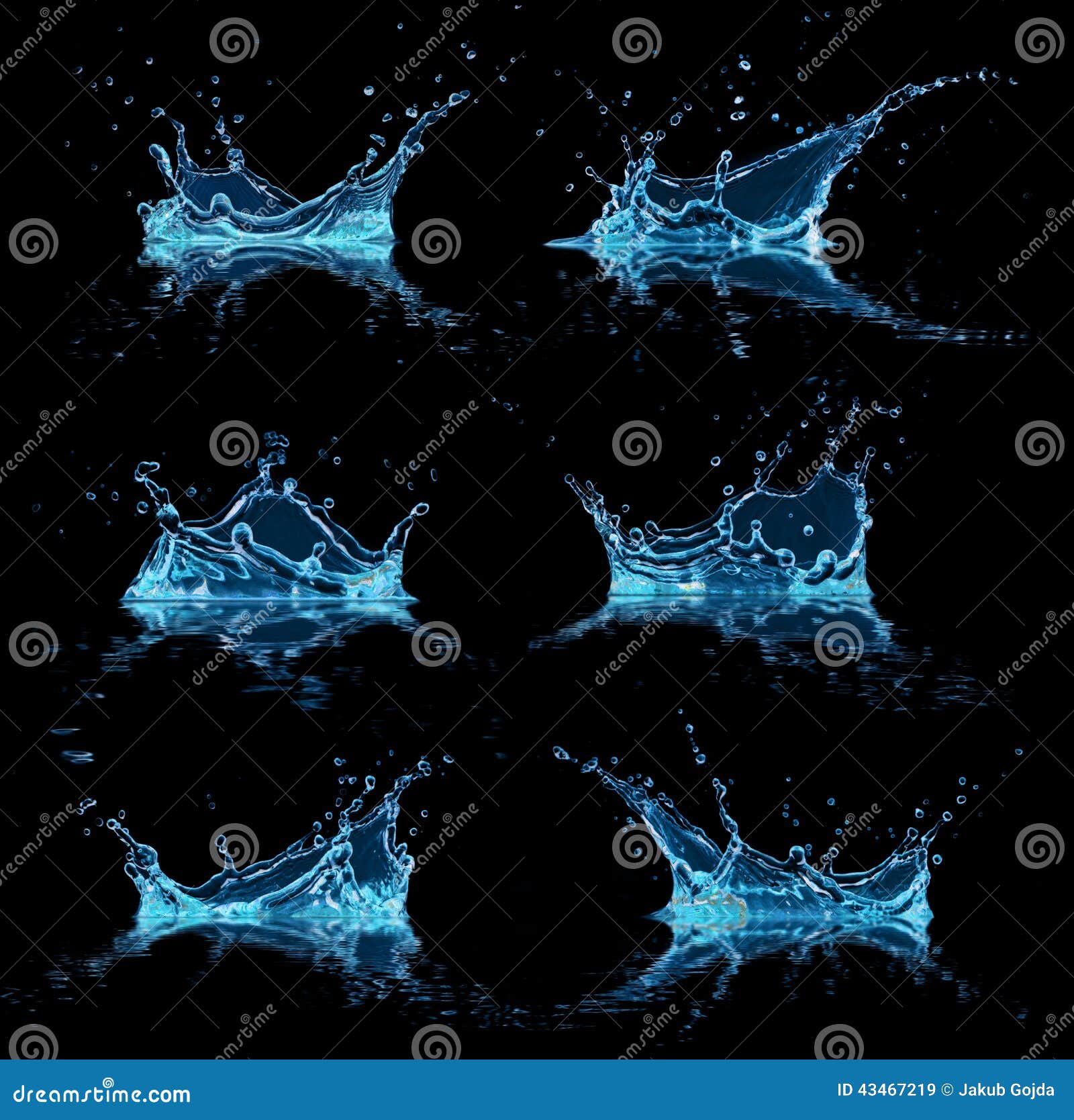 Water Splashes on Black Background Stock Image - Image of splash, black ...
