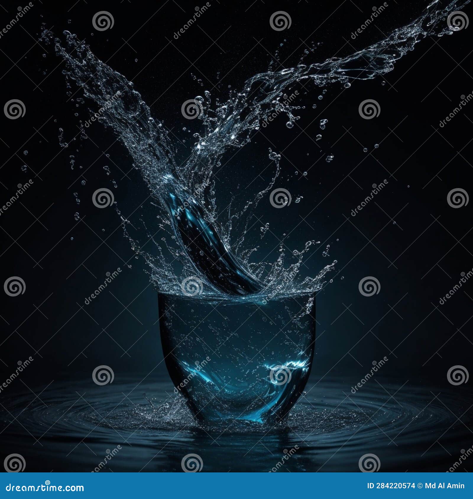 Water Splashes on a Black Background Stylish Water. Stock Illustration ...
