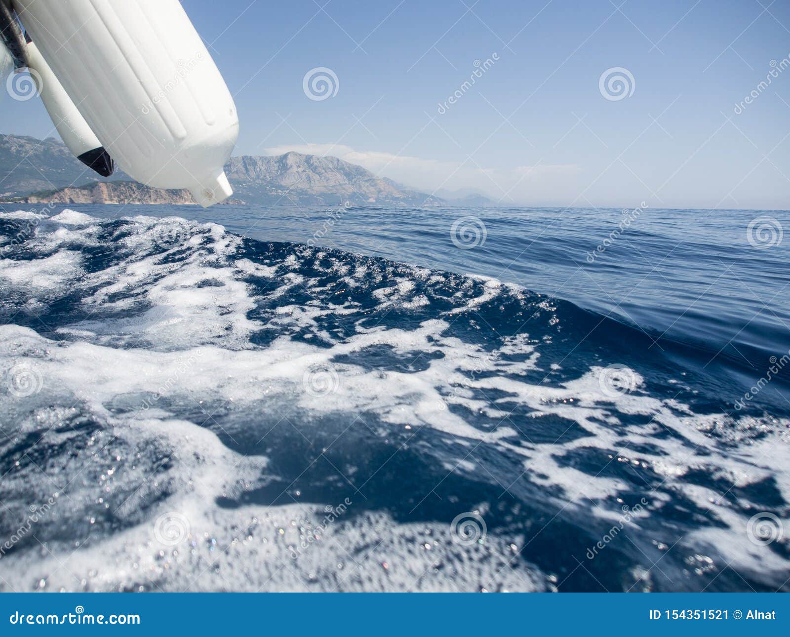 Water Splashes at the Board of a Boat Stock Image - Image of fender ...