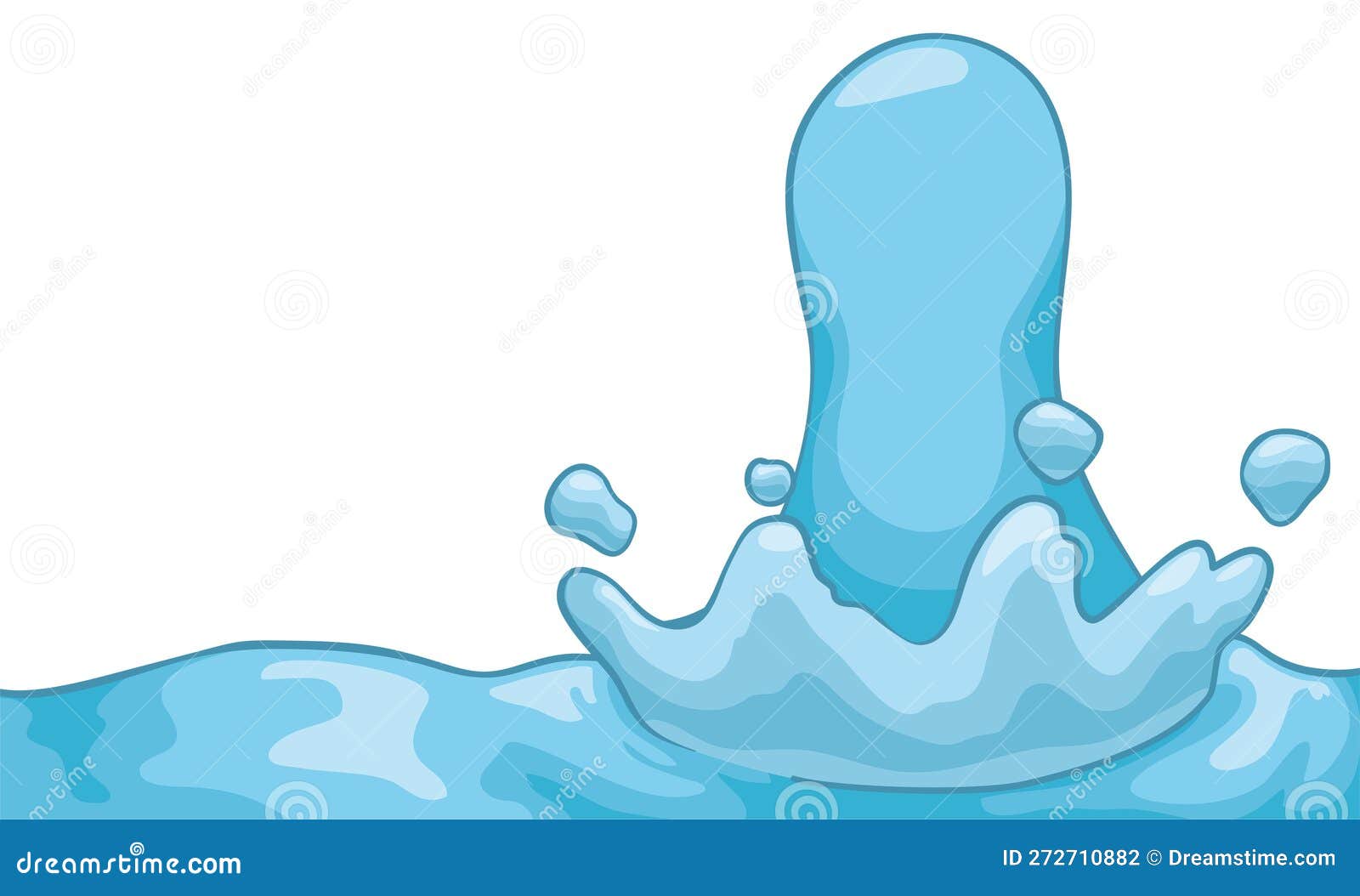 Water Splashes with Copy Space in Cartoon Style, Vector Illustration ...
