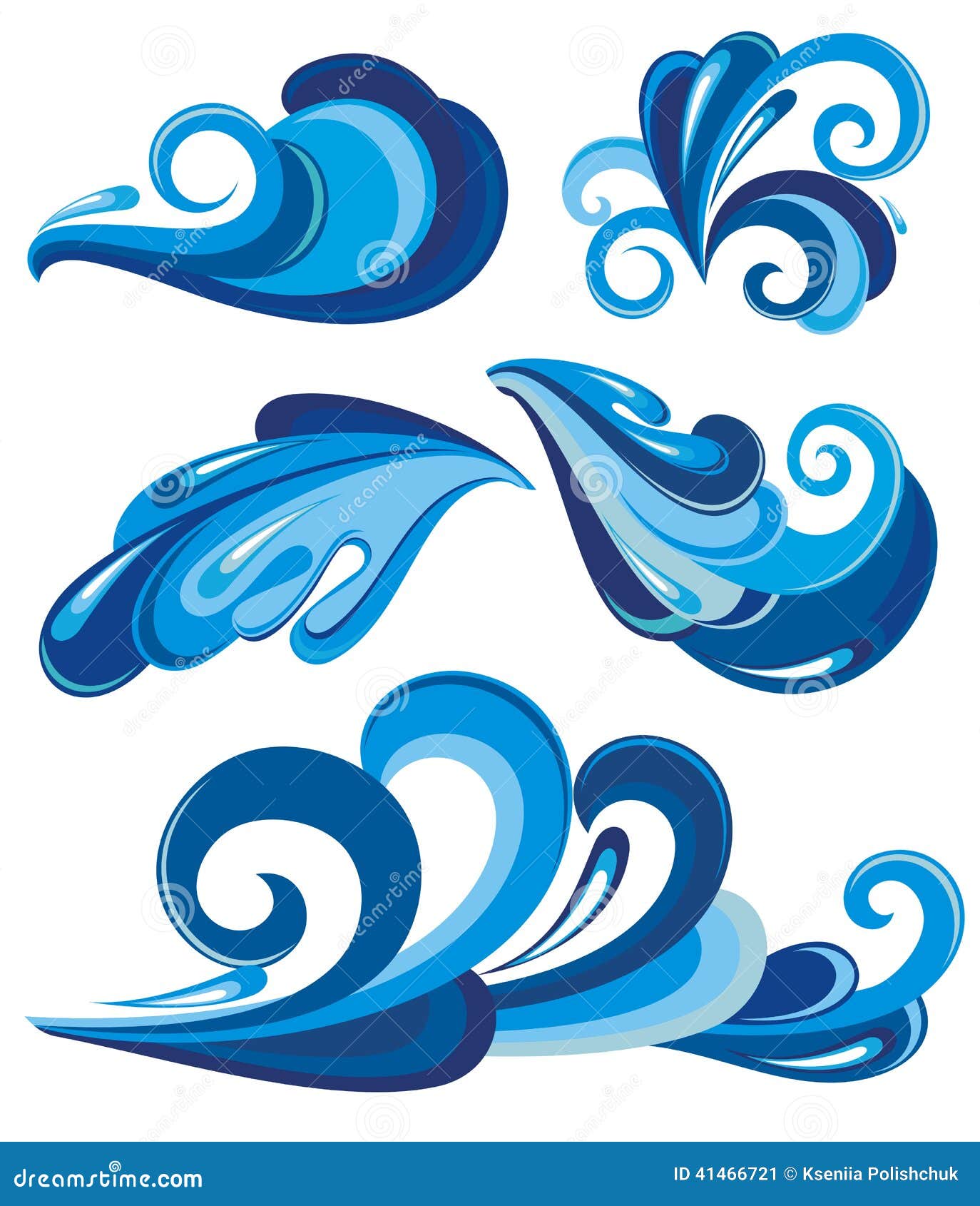 Water splashes and waves stock vector. Illustration of concept - 41466721