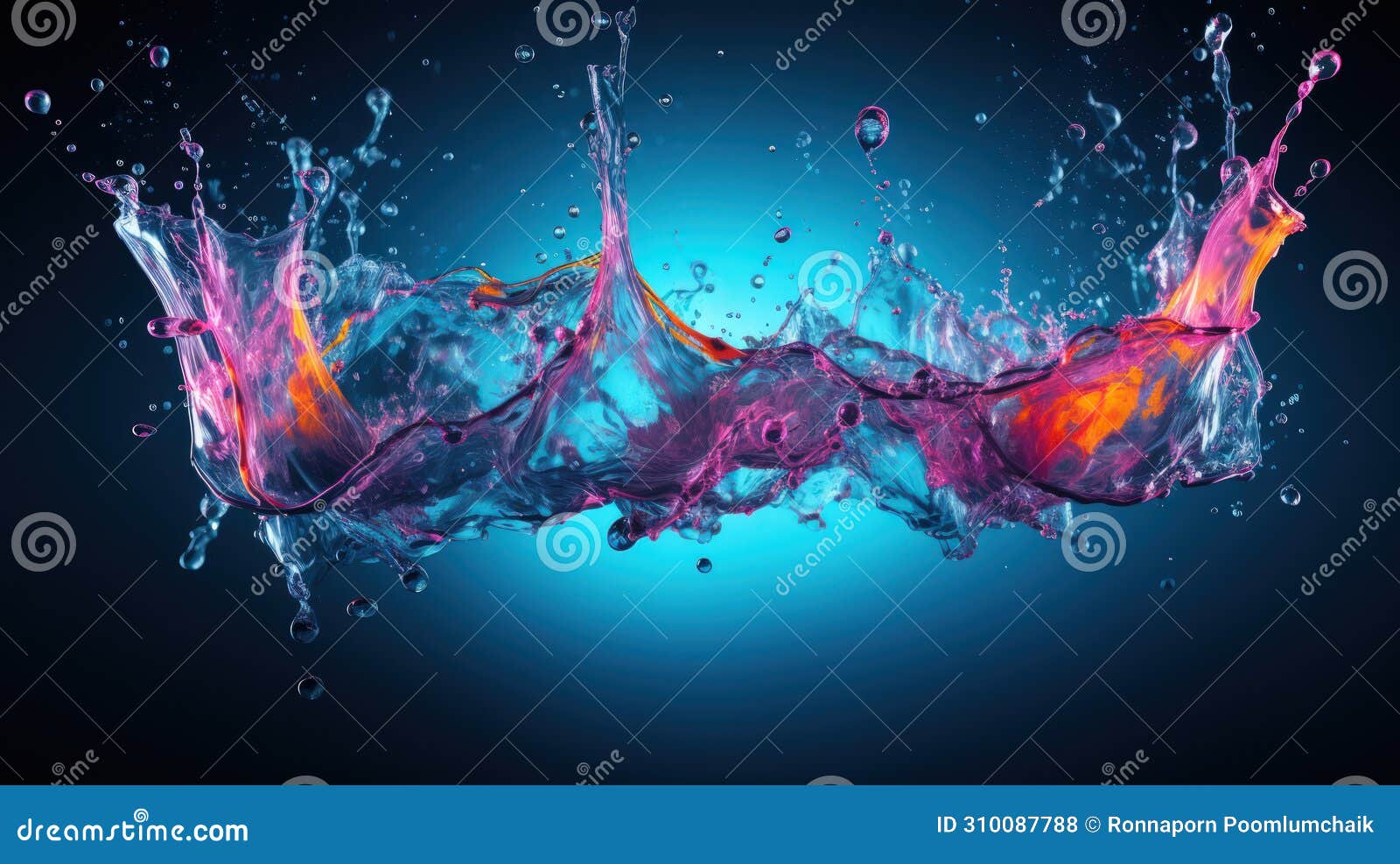 Water Splashing Against a Vibrant Neon Light Backdrop Stock ...
