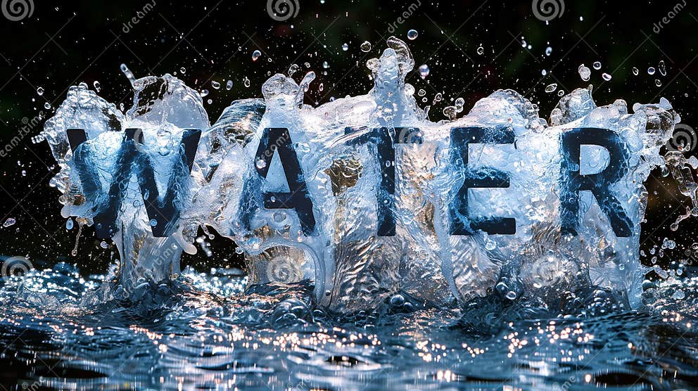 Water Splashing Around Bold Letters in Dynamic Motion Stock ...