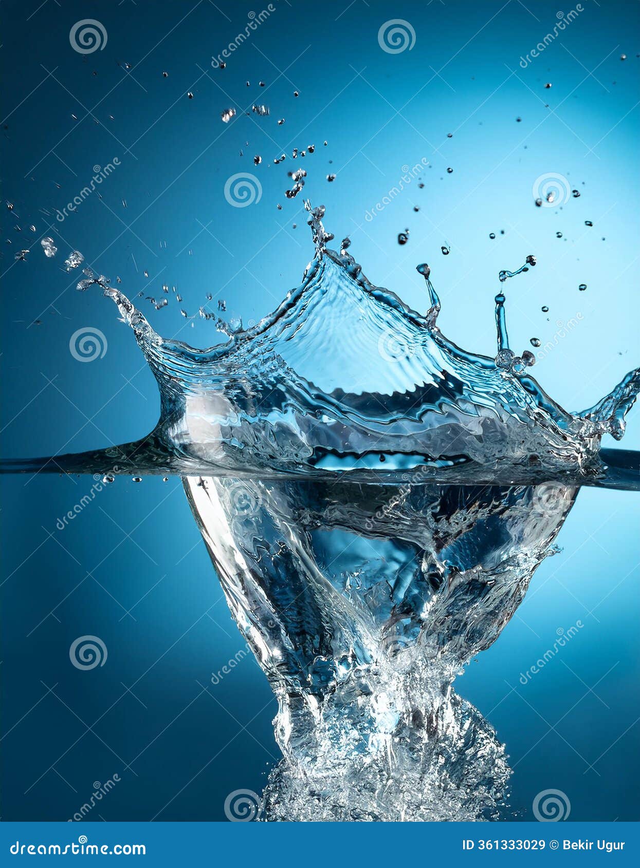 Water Splashing on Blue Background Stock Illustration - Illustration of ...