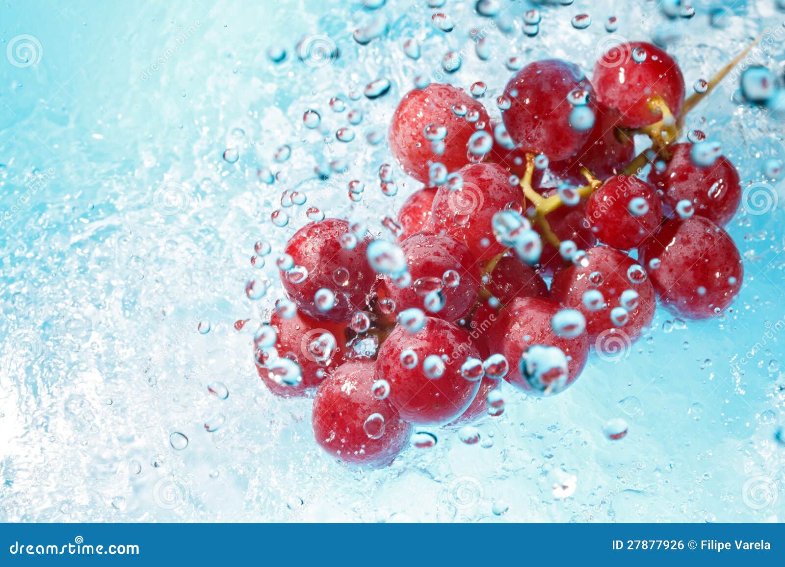 Water Splashing on a Bunch of Red Grapes-top View Stock Photo - Image ...