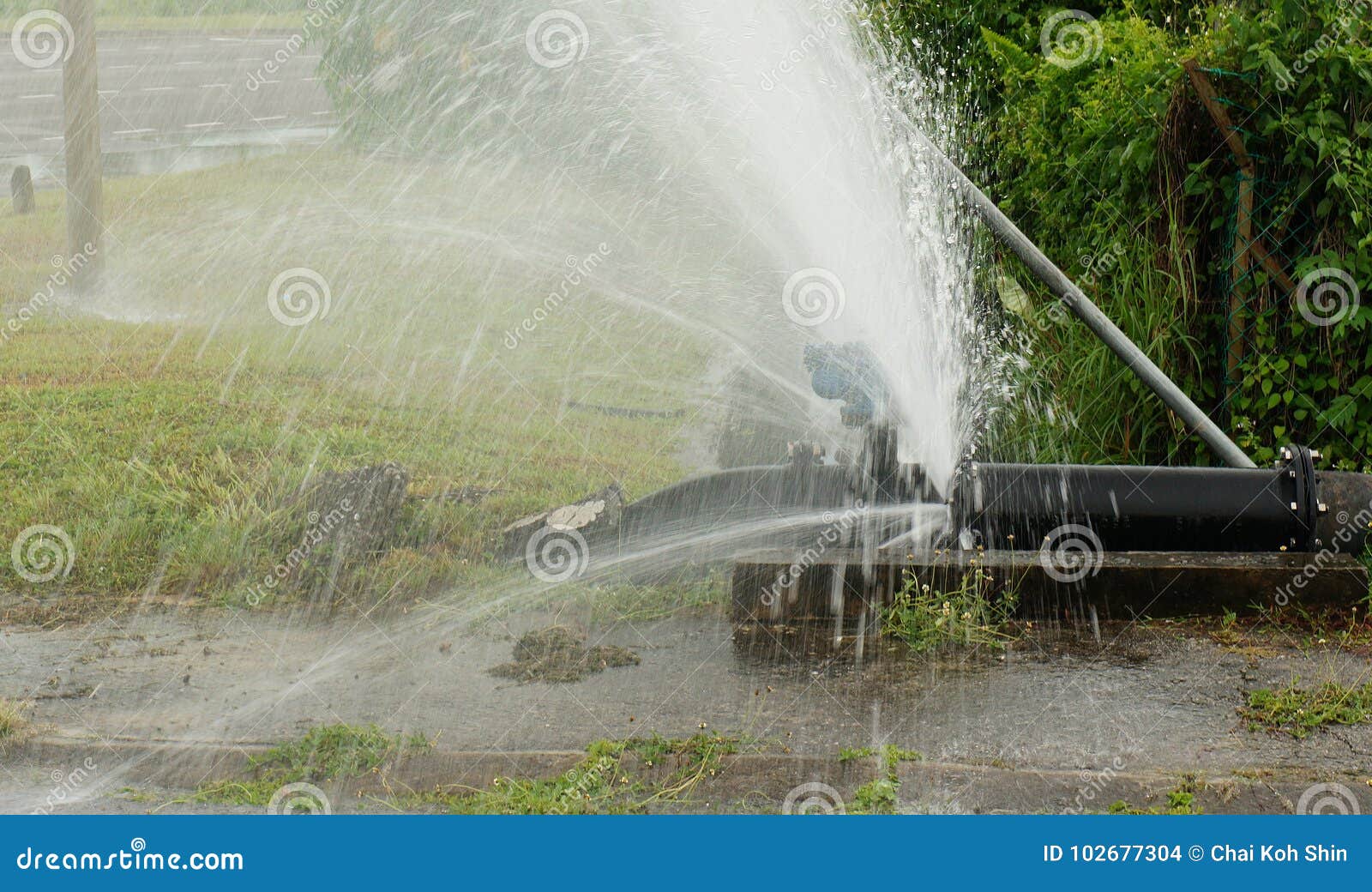 Water Leaking from Broken Pipeline Stock Photo - Image of cracked ...